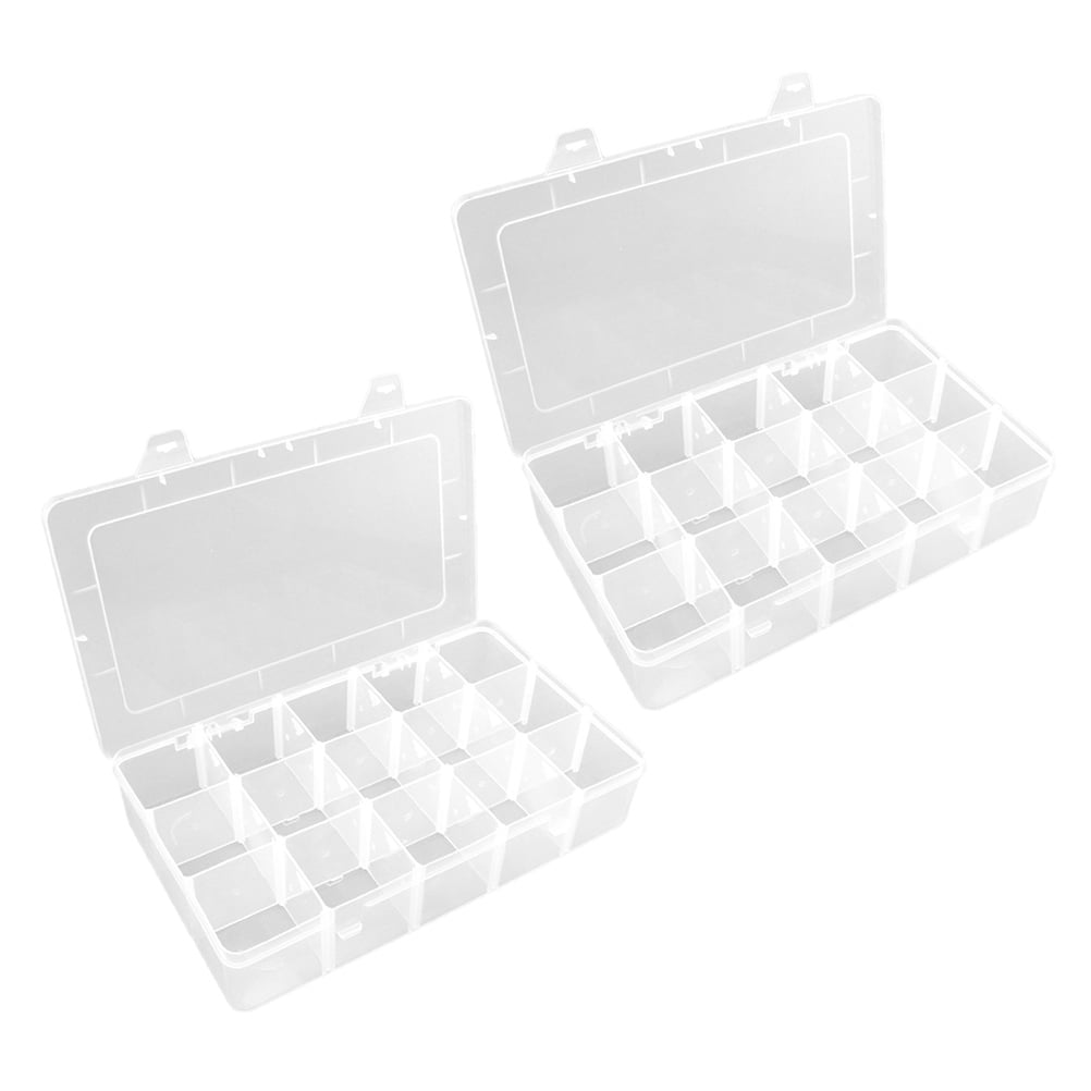 Alvinma 2 Pcs 15 Grid Storage Box Plastic Boxes Small Parts Organizer ...