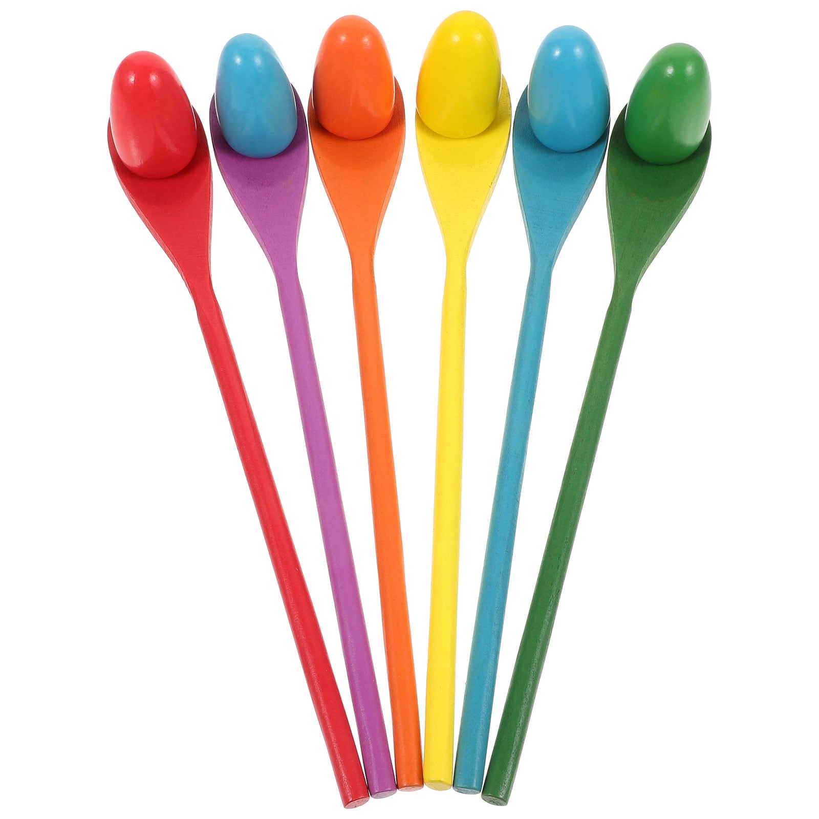 Alvinma 6 Sets Egg Spoon Race Game Wooden Egg Balance Toy Kids Sensory ...