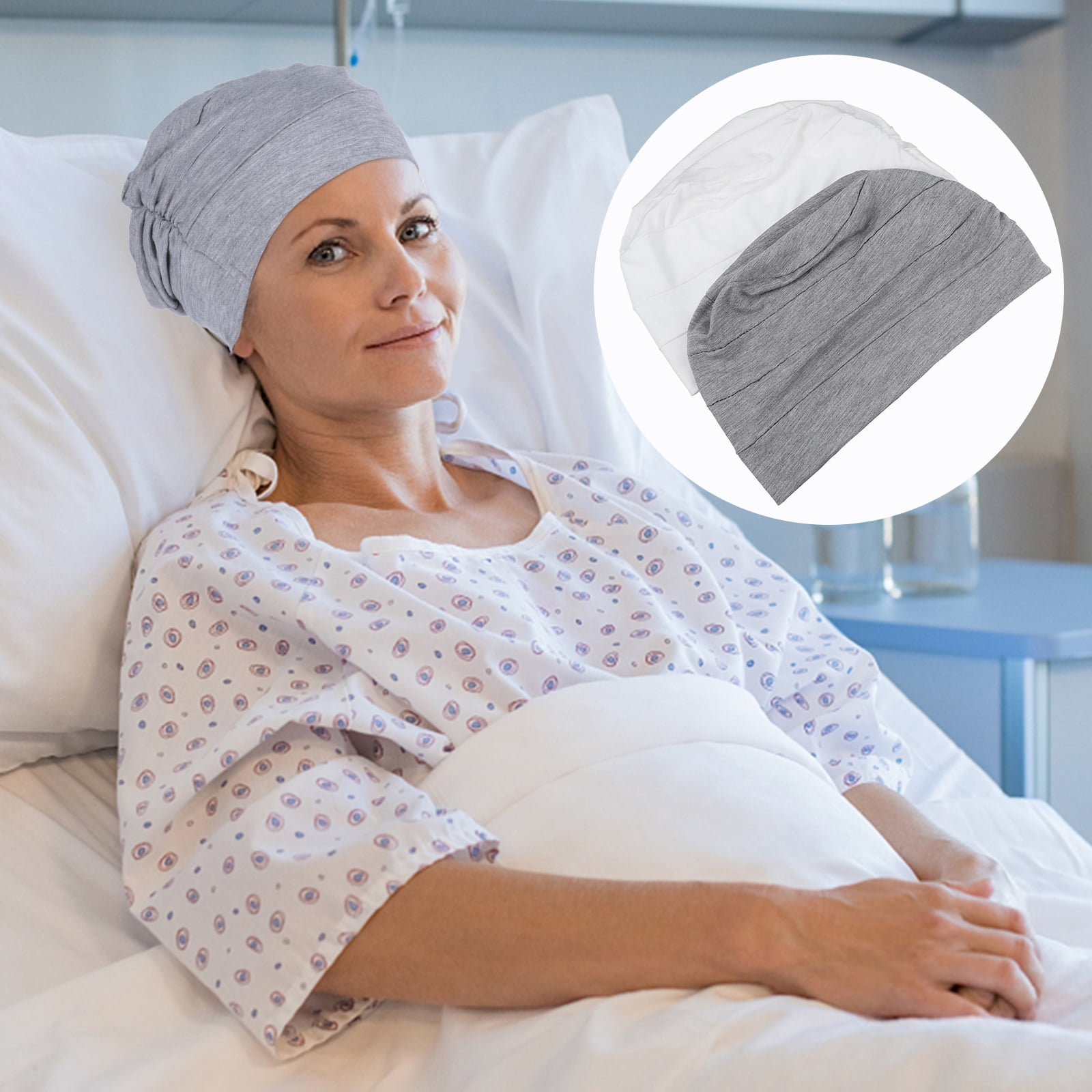 Alvinma Night Hat Cotton Cap for Sleeping, 2pcs (White Gray) - Walmart.com