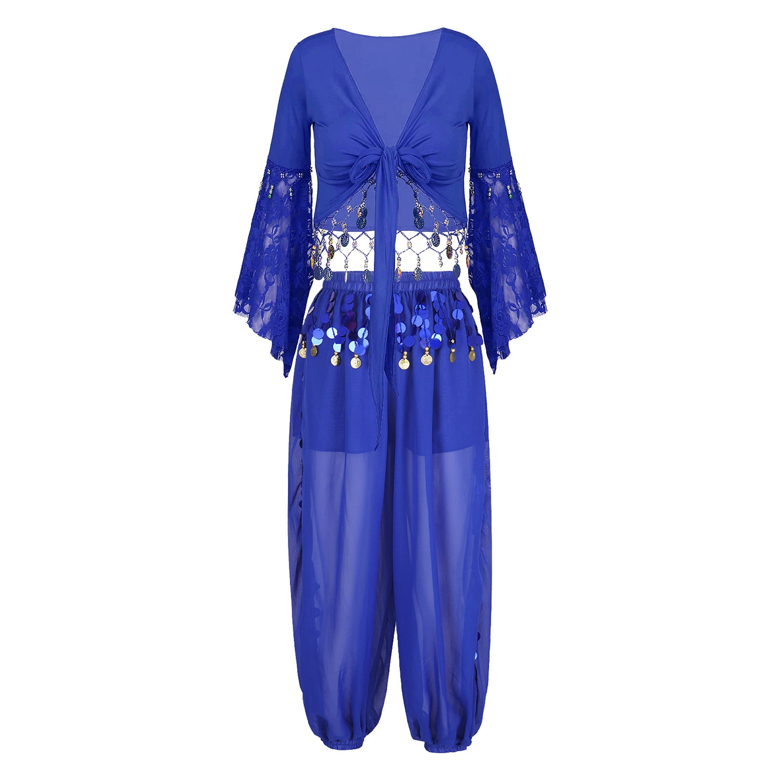 Alvivi Belly Dancer Costume for Women Dance Crop Top with Lantern Pants ...
