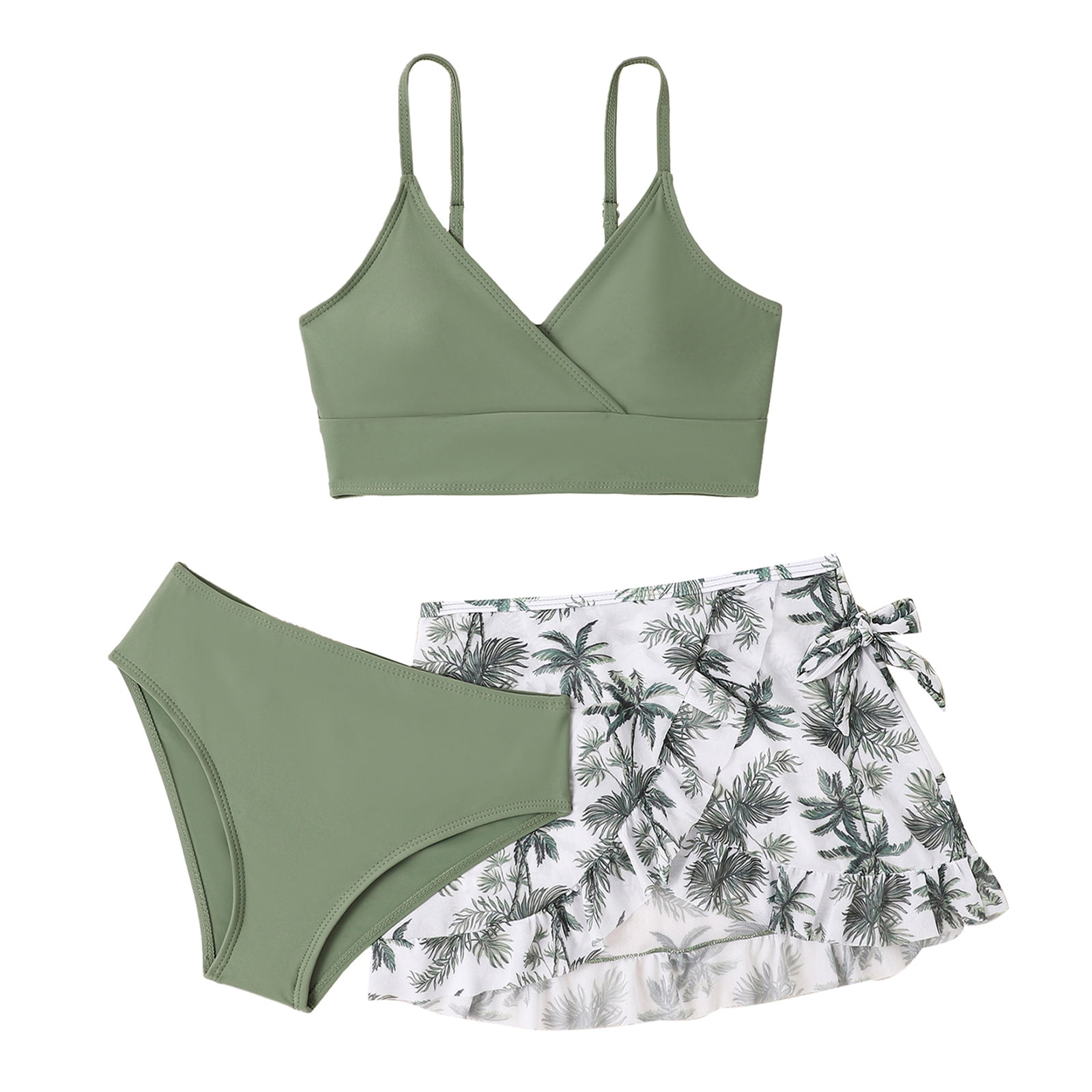 Alvivi Big Girls 3 Pcs Tankini Sets Triangle Bikini with Swimskirts ...