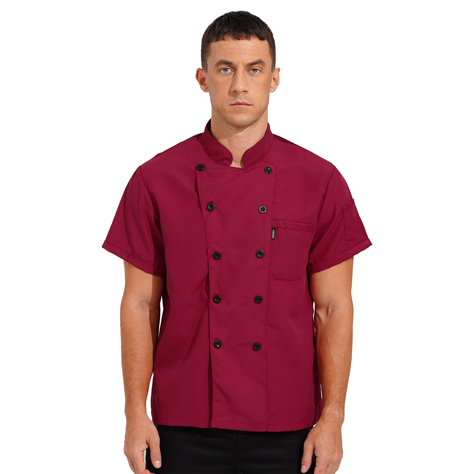 Alvivi Chef Coat Short Sleeve Double-Breasted Shirt Custom Food Service ...