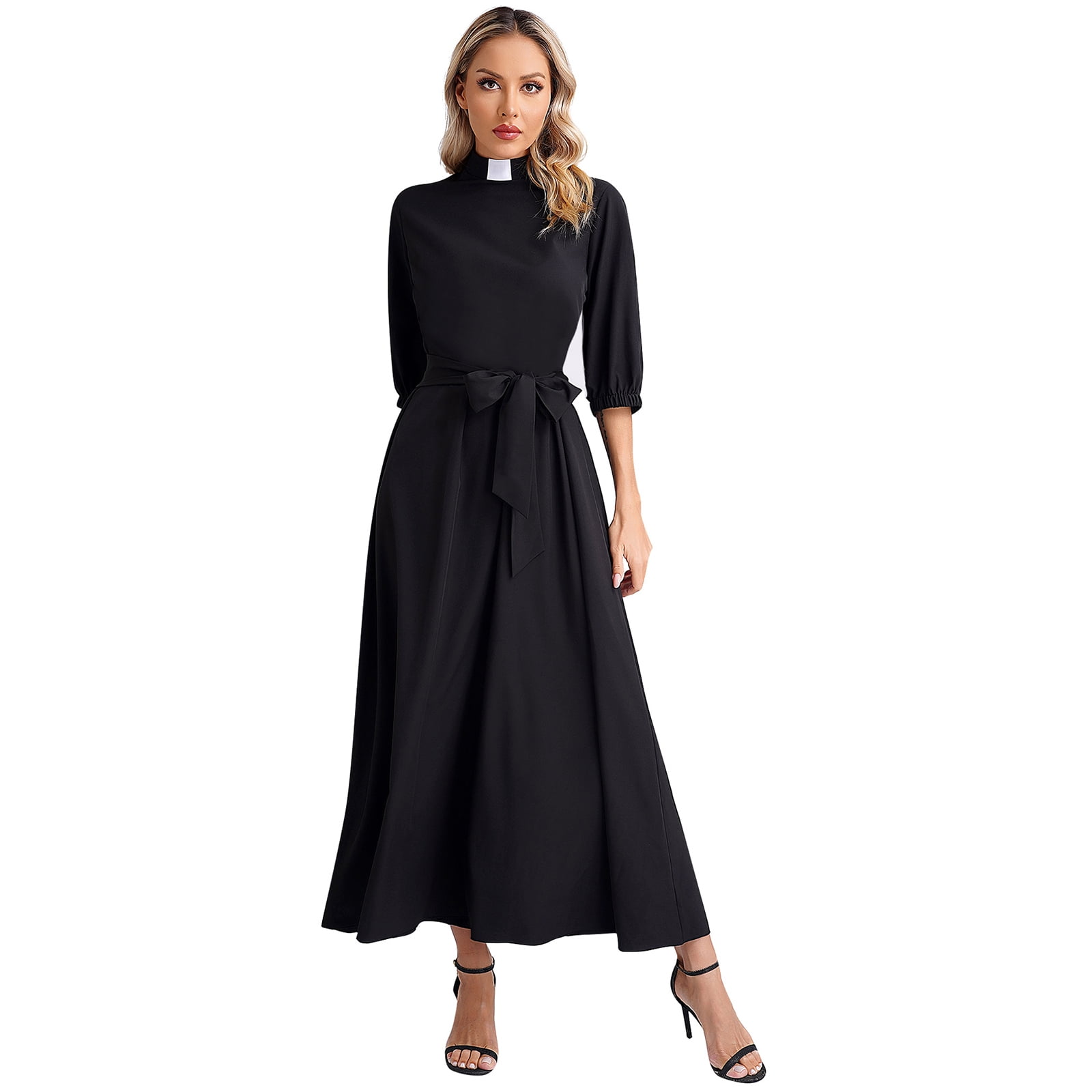 Alvivi Church Clergy Dress for Women 3/4 Sleeve A Line Elegant Maxi ...