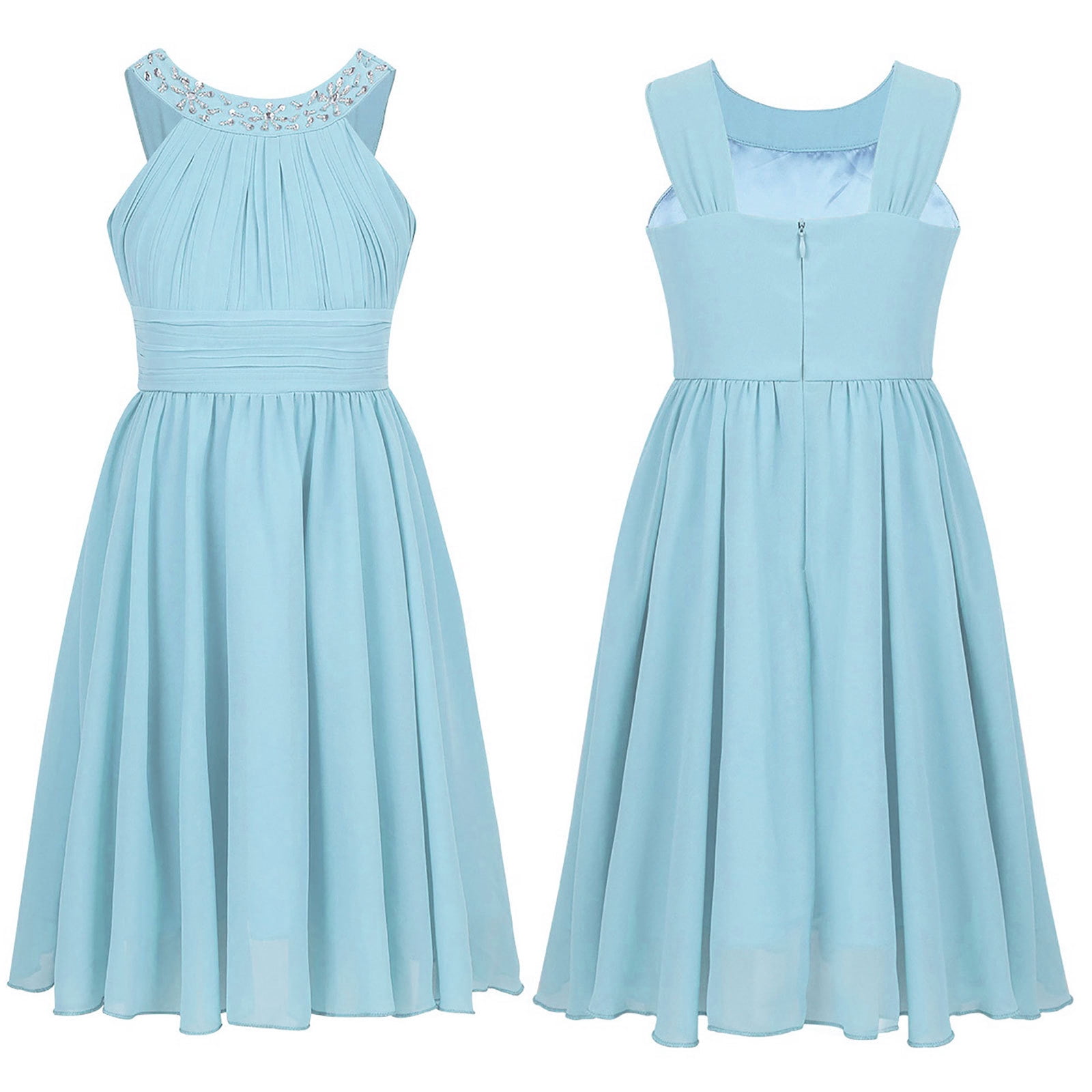 Alvivi Flower Girls Chiffon Dress Wedding Bridesmaid Party Halter Neck ...