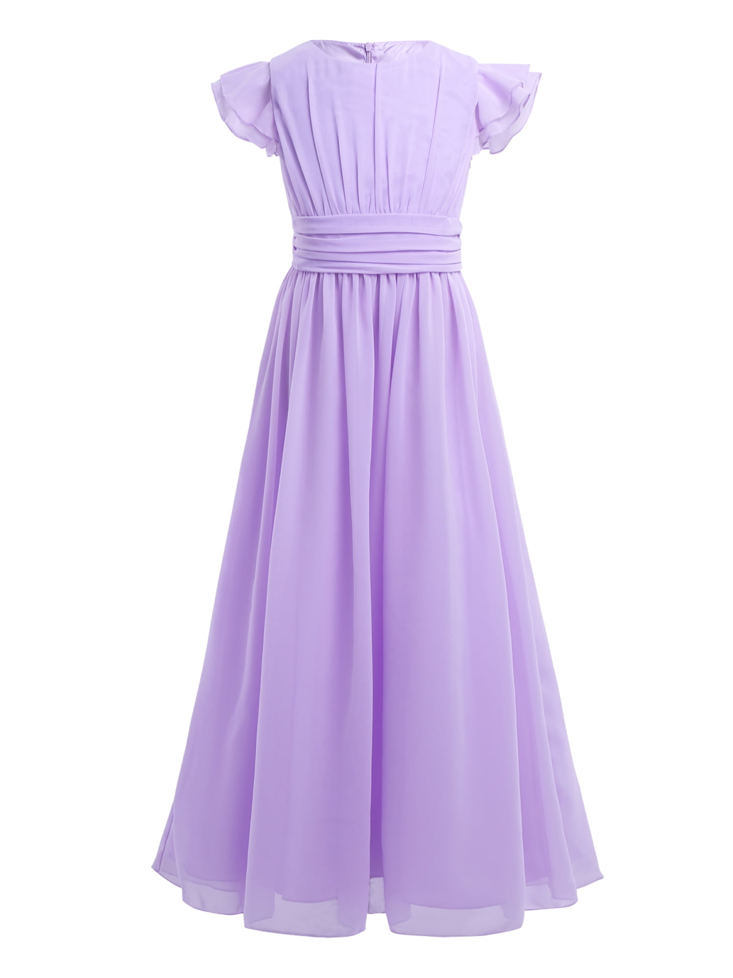 Alvivi Flower Girls Dress Sleeveless Ruffle Chiffon Maxi Dresses ...