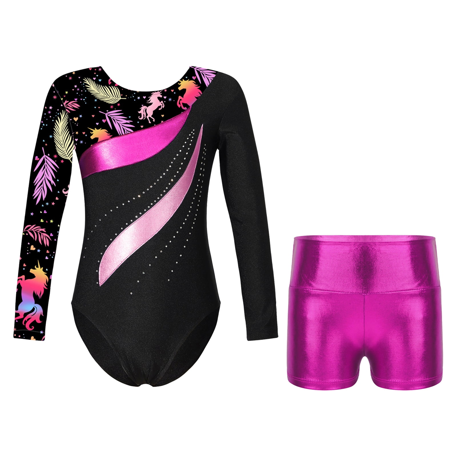 Alvivi Girl Long Sleeve Leotard for Dance Gymnastics Ballet One Piece ...
