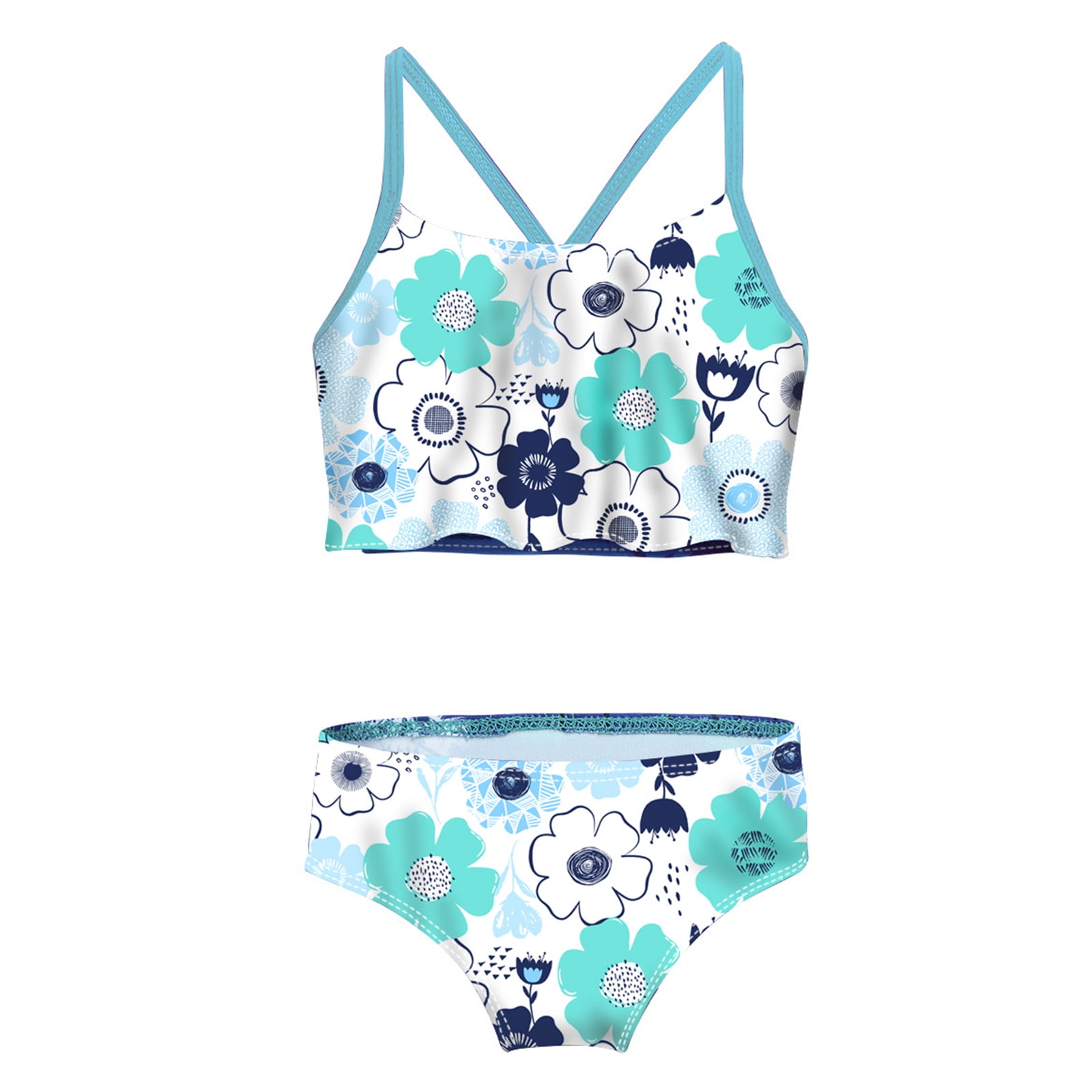 Alvivi Girls 2 Piece Swimsuit Tropical Palm Tops with Briefs Camisole ...