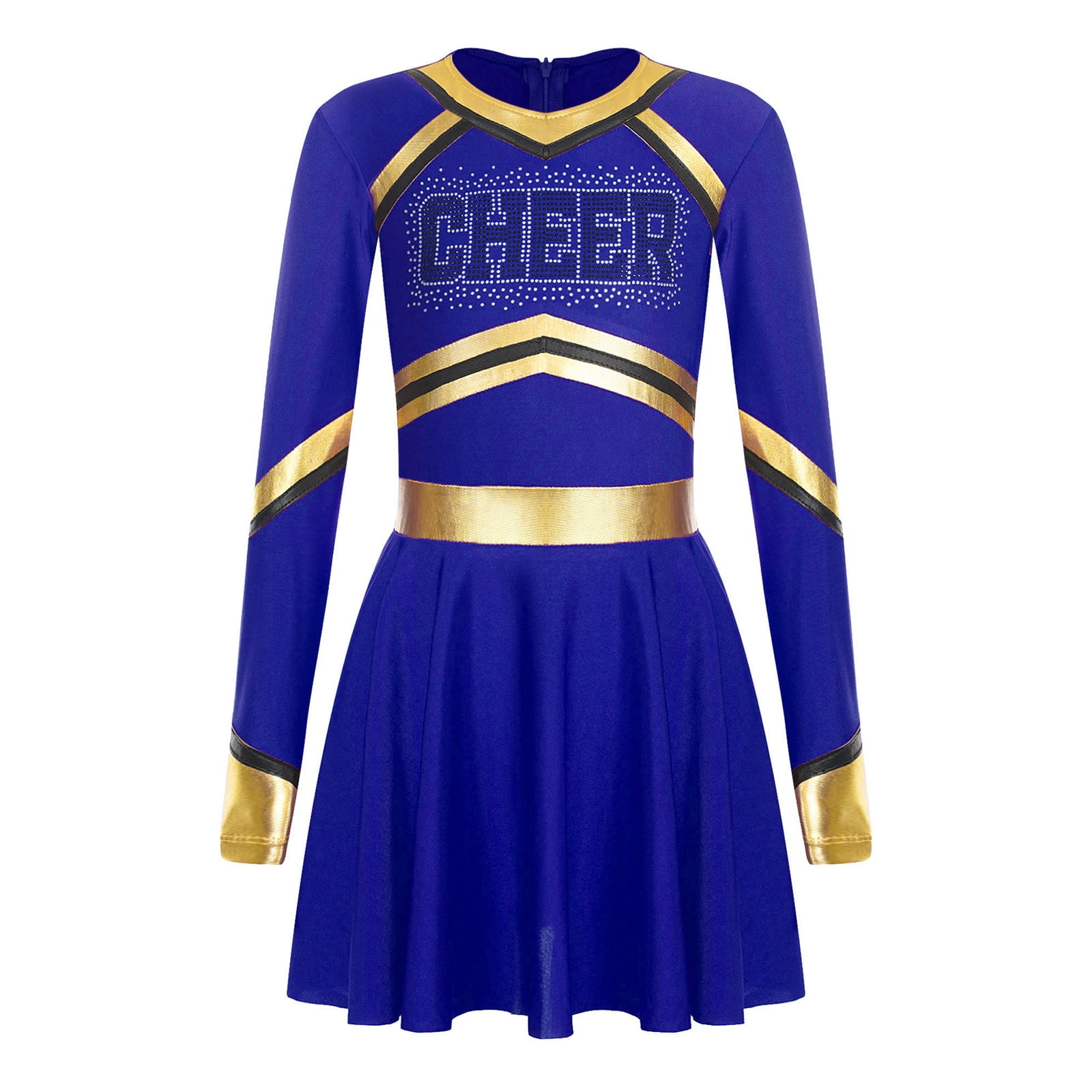 Alvivi Girls Cheerleading Uniform Long Sleeve Letter Print Dress with ...