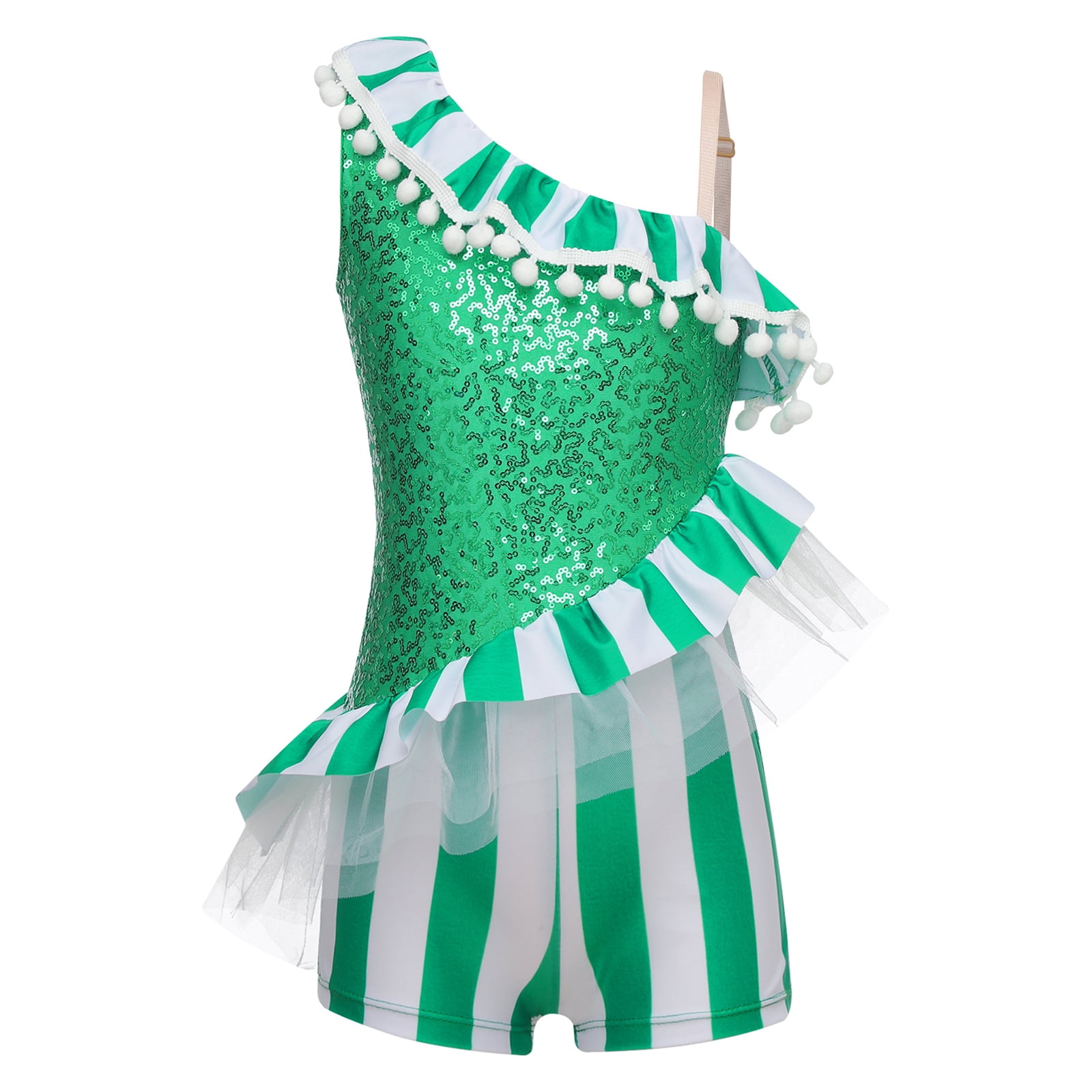 Alvivi Girls Christmas Santa Candy Cane Striped Jumpsuit Dance ...