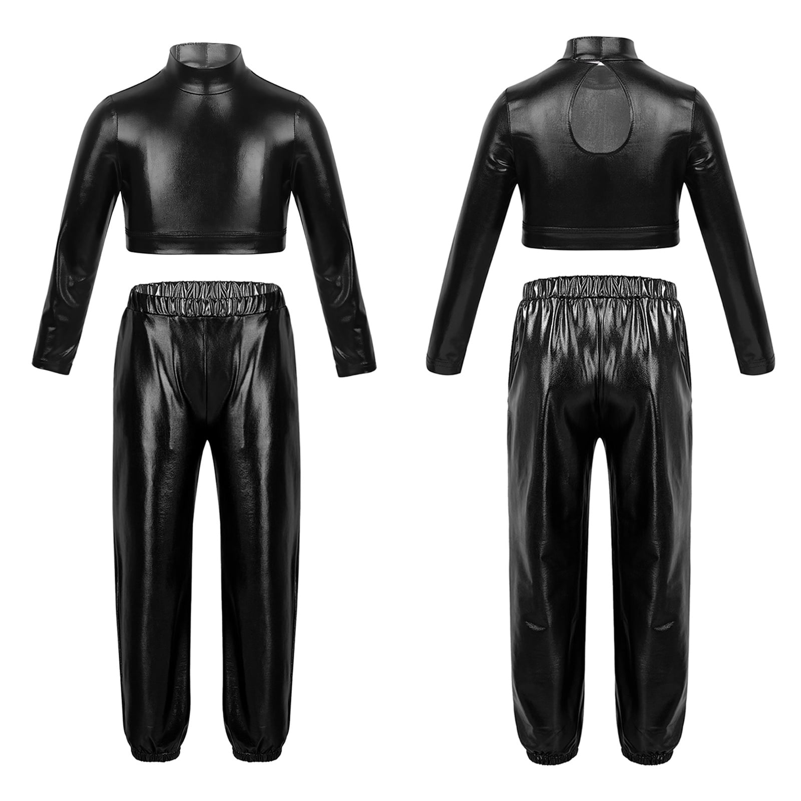 Alvivi Girls Glossy Metallic Tracksuits Hip Hop Dance Performance ...
