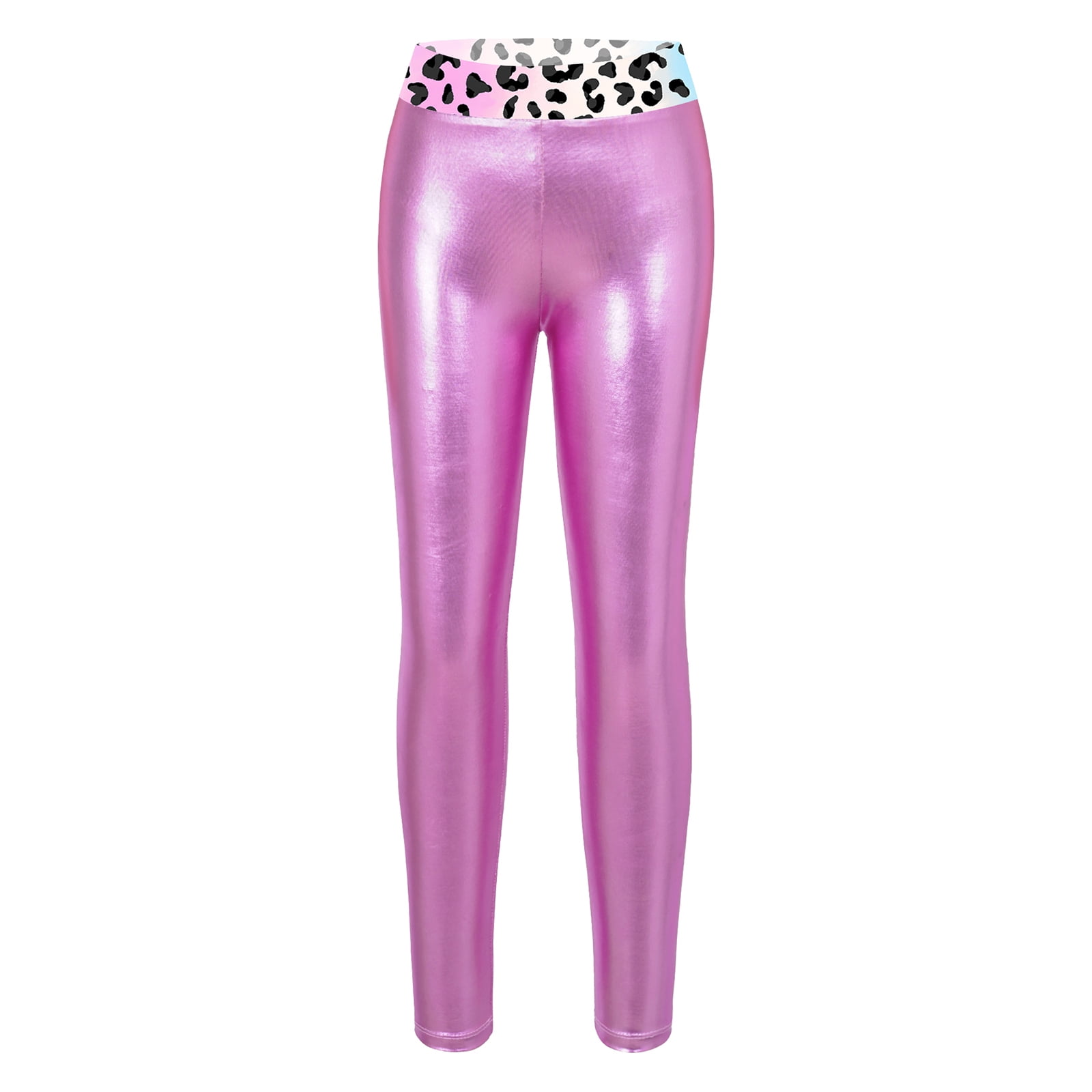 Alvivi Girls Gymnastics Leggings Shiny Metallic Athletic Ballet Dance ...
