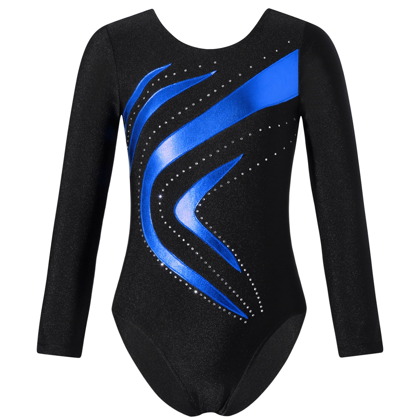 Alvivi Girls Gymnastics Leotards One Piece Sparkle Wave Long Sleeve ...