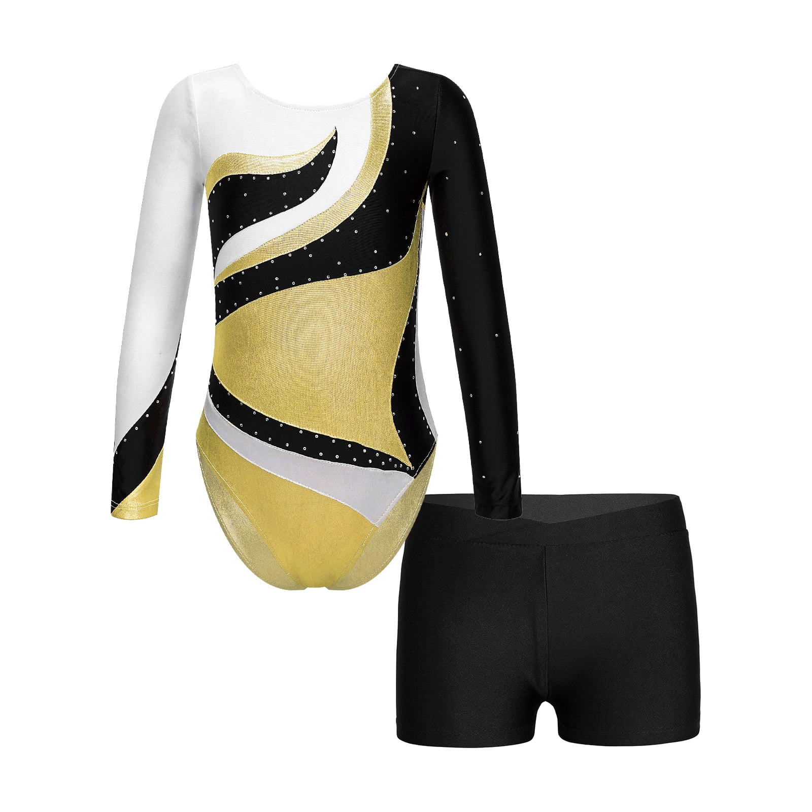 Alvivi Girls Gymnastics Leotards with Shorts Long Sleeve Biketards ...