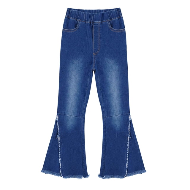 Alvivi Girls High Waisted Flared Jeans Ripped Bell Bottoms Denim Pants ...