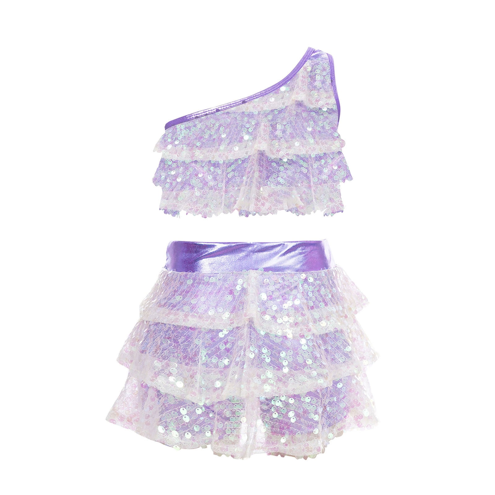 Alvivi Girls Hip Hop Jazz Modern Dance Outfit Sequins Dancewear Stage ...