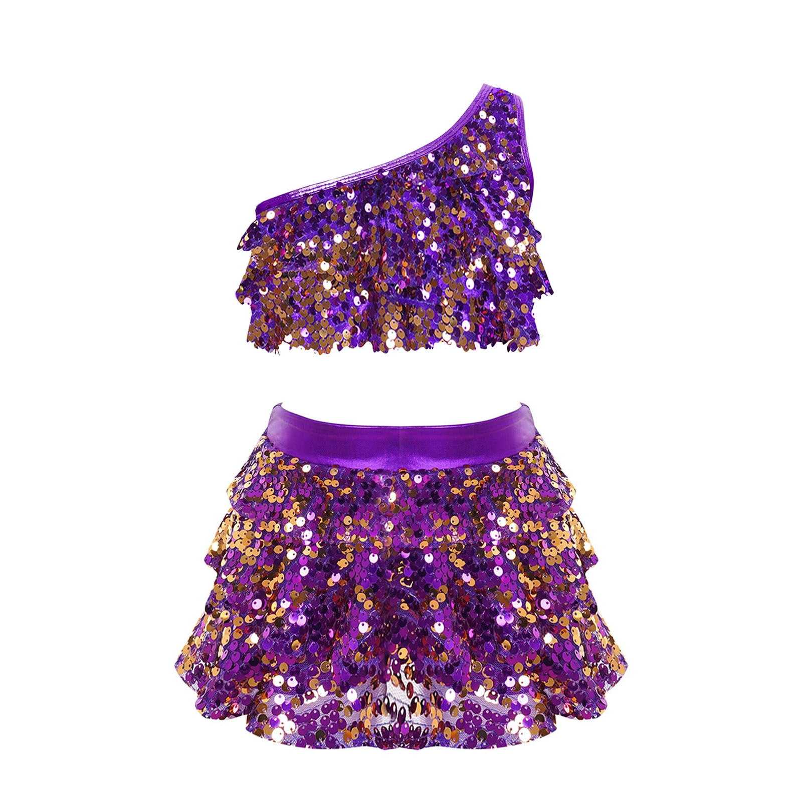 Alvivi Girls Hip Hop Jazz Modern Dance Outfit Sequins Dancewear Stage ...