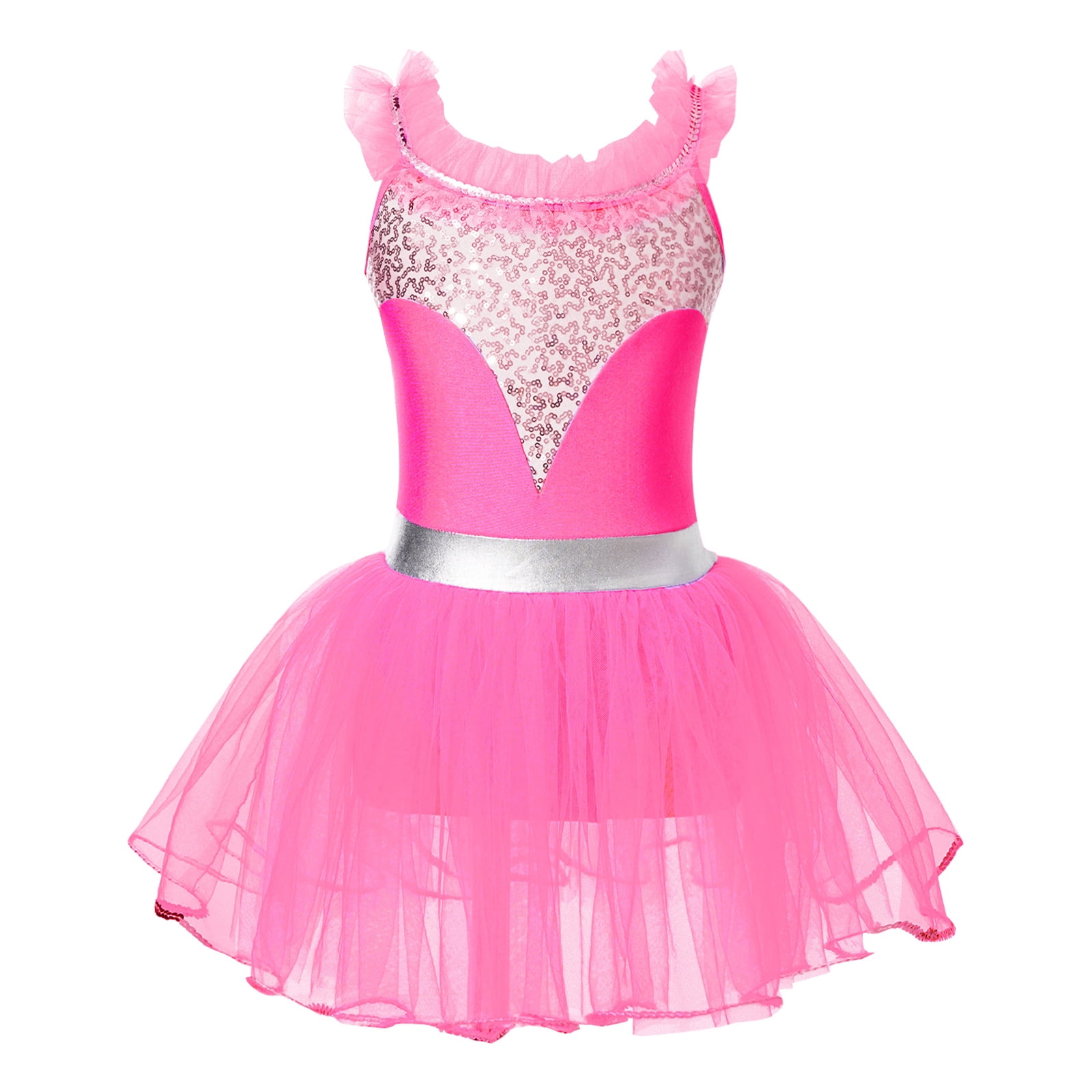 Alvivi Girls Kids Spaghetti Straps Sequin Ballet Tutu Dress Ballerina ...