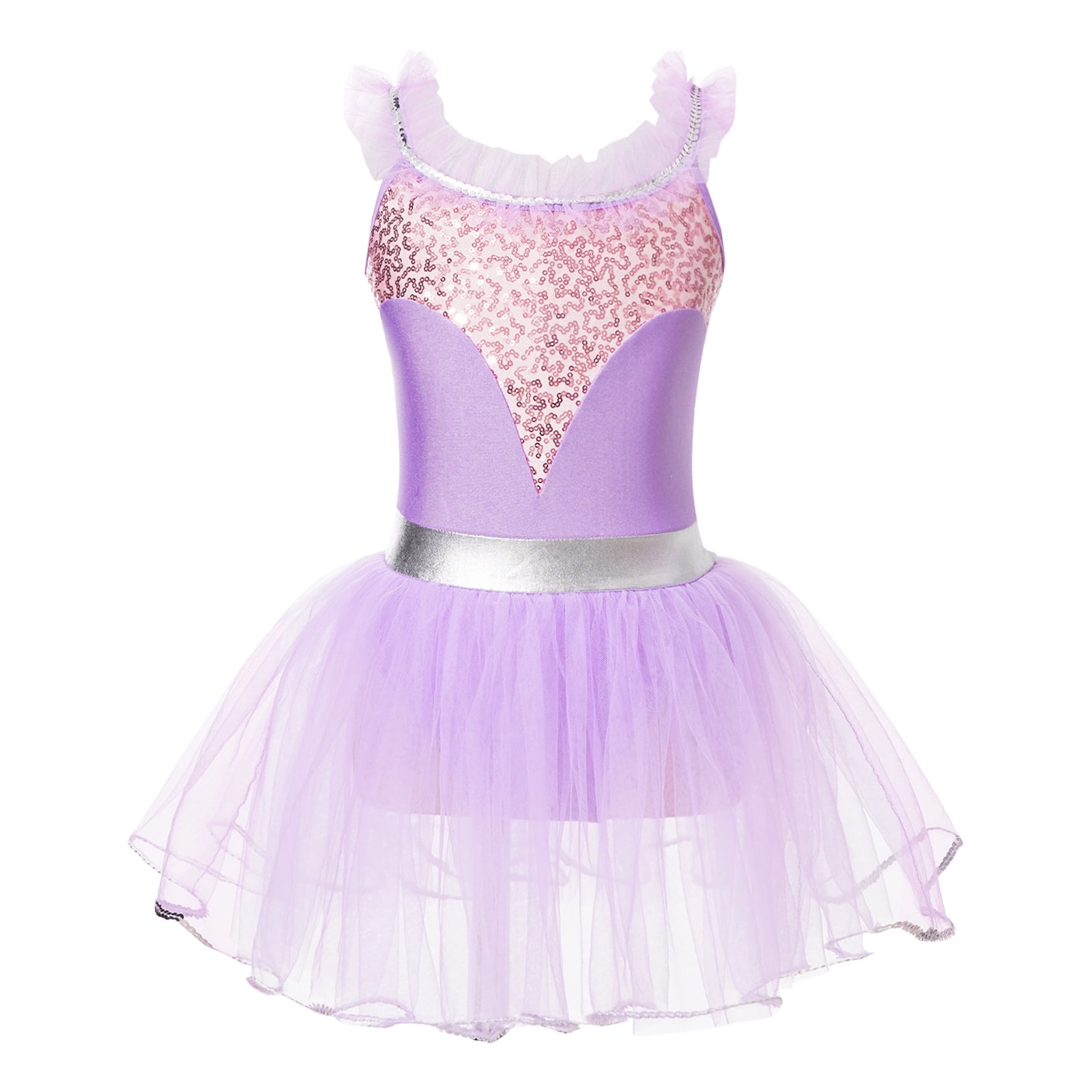 Alvivi Girls Kids Spaghetti Straps Sequin Ballet Tutu Dress Ballerina ...