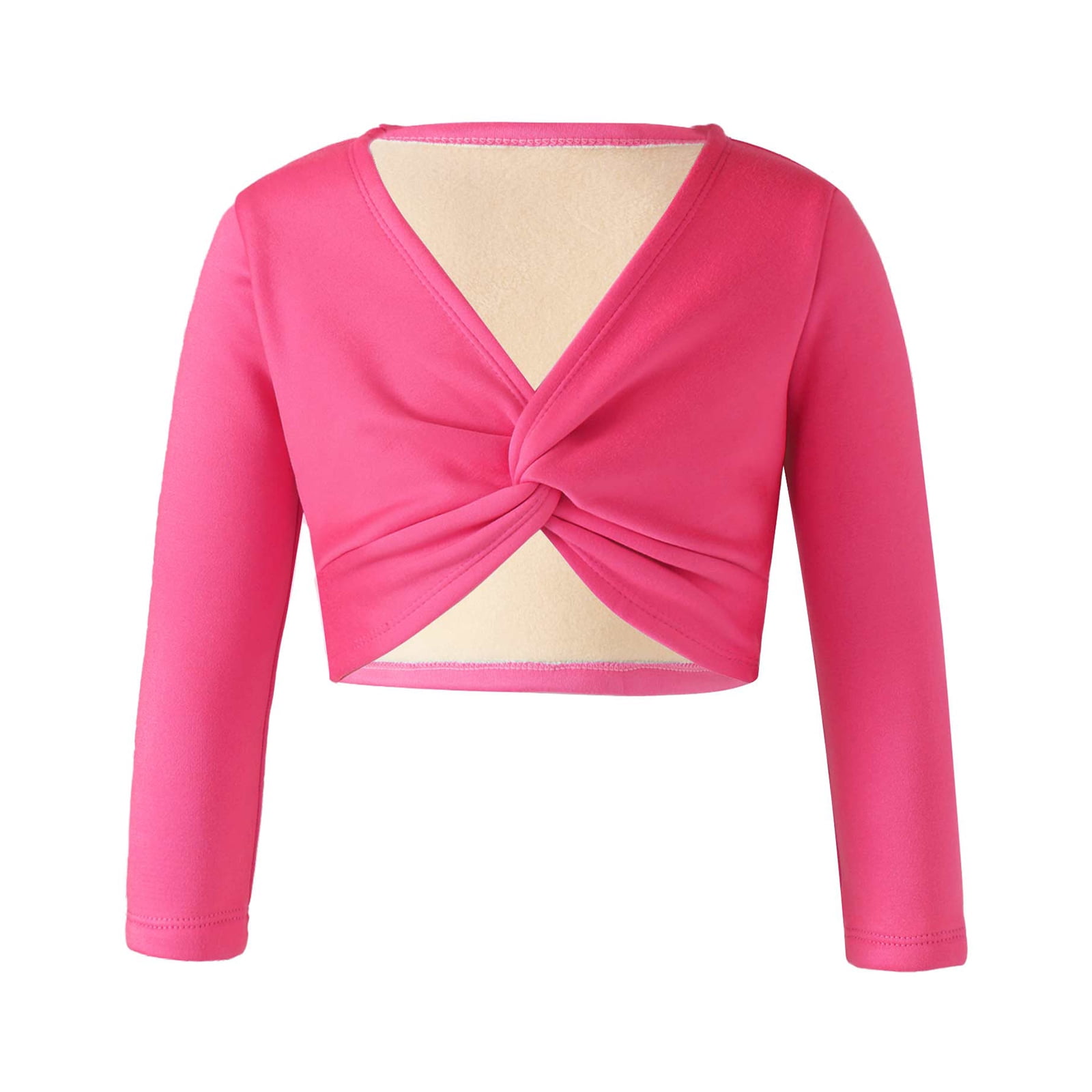 Alvivi Girls Knot Ruched Dance Wrap Crop Tops Ballet Wrap Shrug Sweater ...