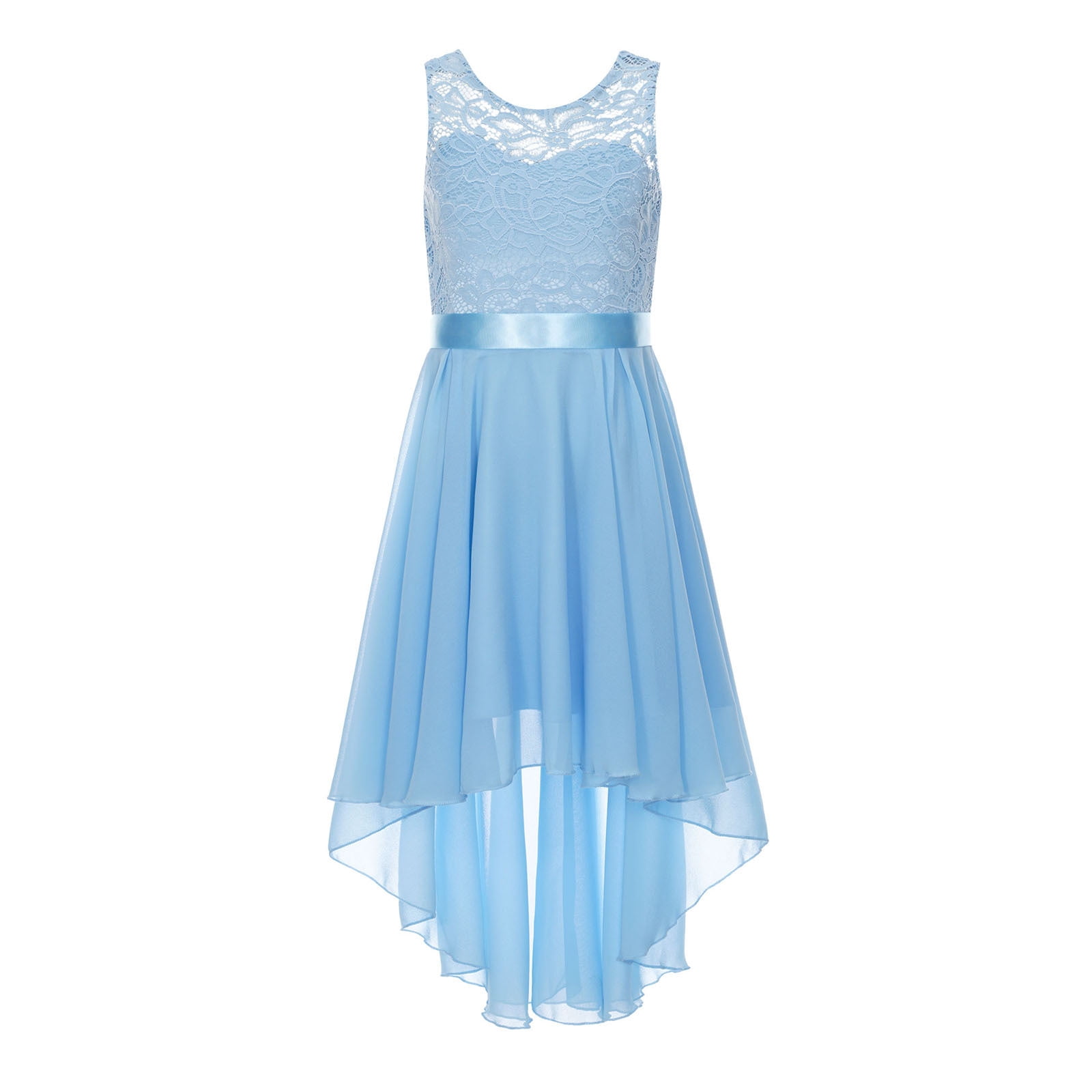 Alvivi Girls Lace Floral Dress High Low Pendulum Chiffon Gown Wedding ...