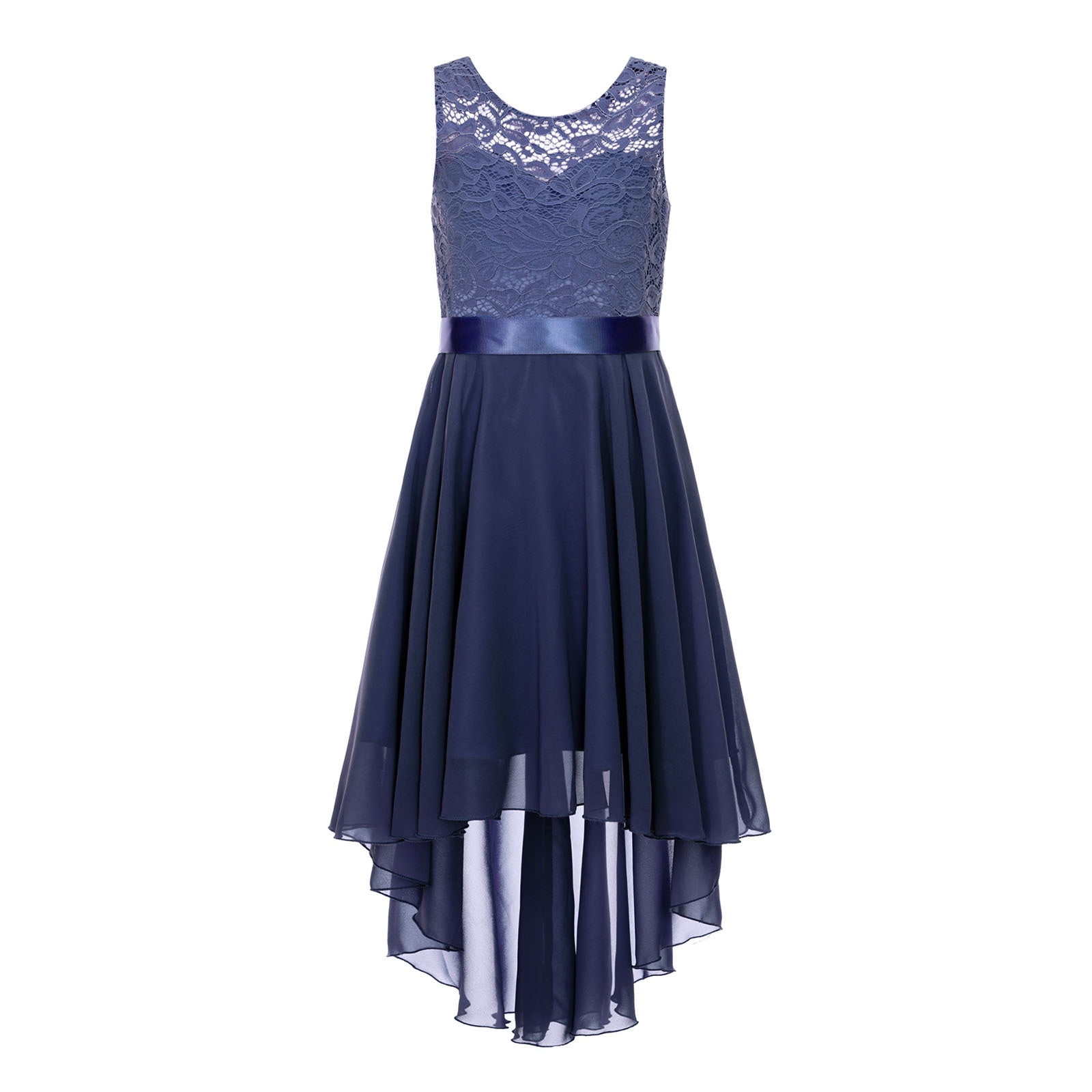 Alvivi Girls Lace Floral Dress High Low Pendulum Chiffon Gown Wedding ...