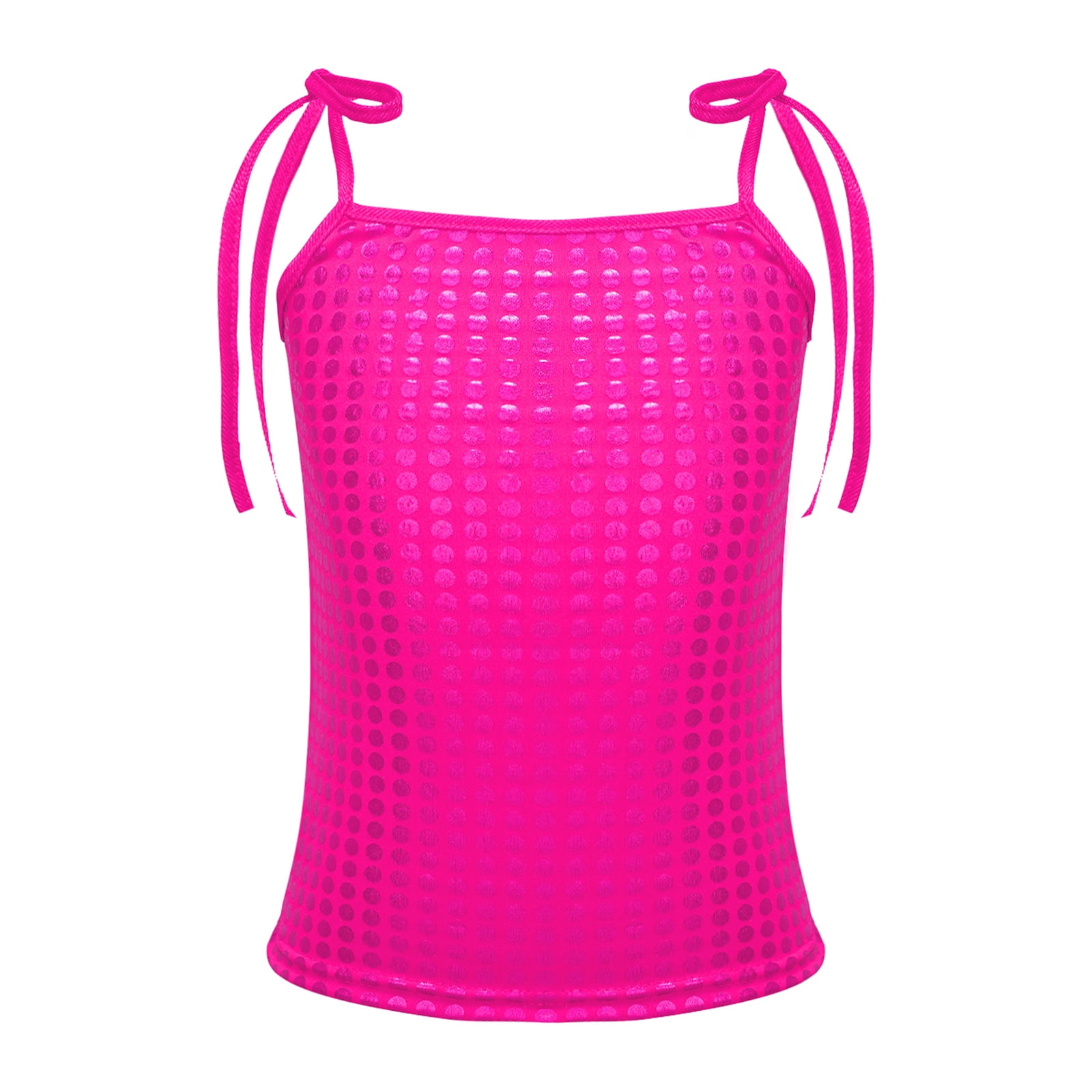 Alvivi Girls Lace-up Camisole Shiny Metallic Jazz Hip-Hop Dance Tank ...