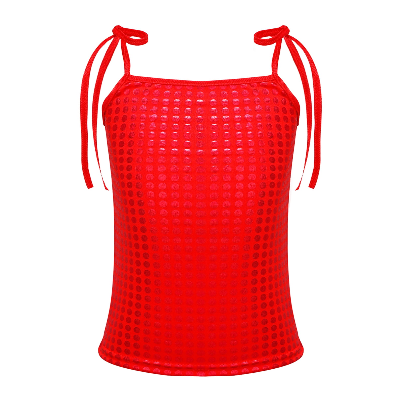 Alvivi Girls Lace-up Camisole Shiny Metallic Jazz Hip-Hop Dance Tank ...