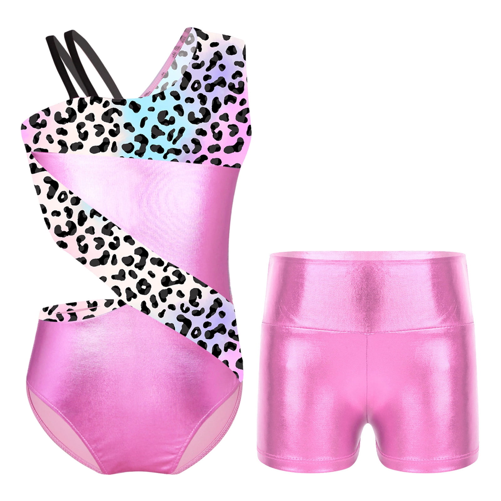 Alvivi Girls Leotard 2 Piece Asymmetrical Shoulder Straps Sports Dance ...