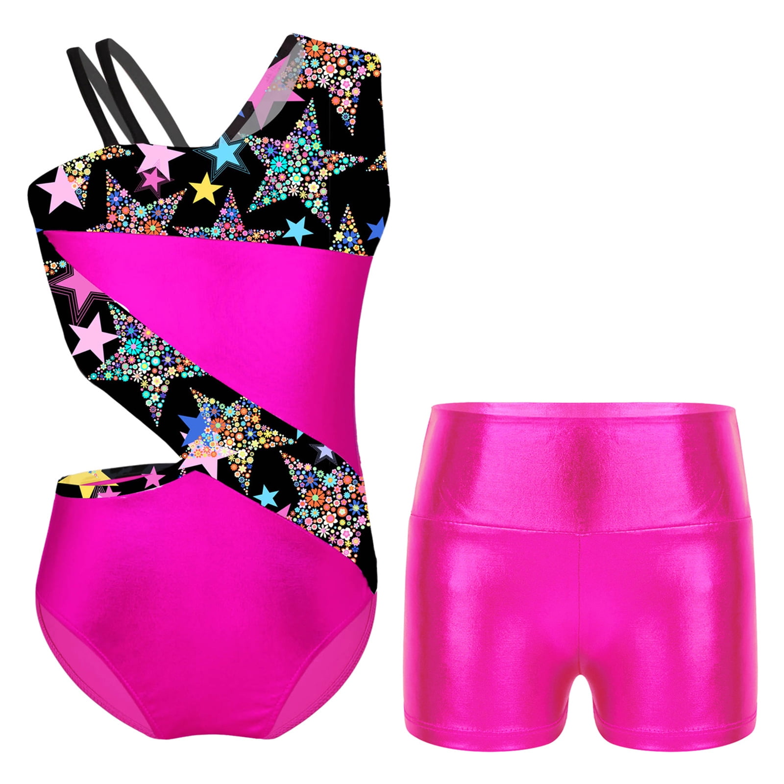 Alvivi Girls Leotard 2 Piece Asymmetrical Shoulder Straps Sports Dance ...