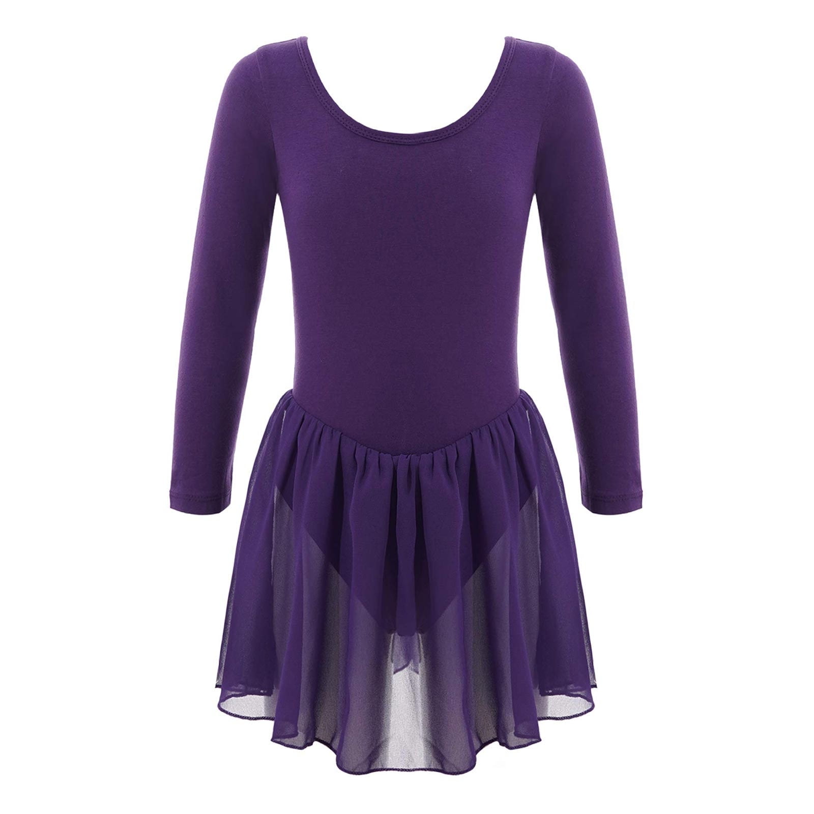 Alvivi Girls Long Sleeve Ballet Leotard Dress Solid Color Ballerina ...