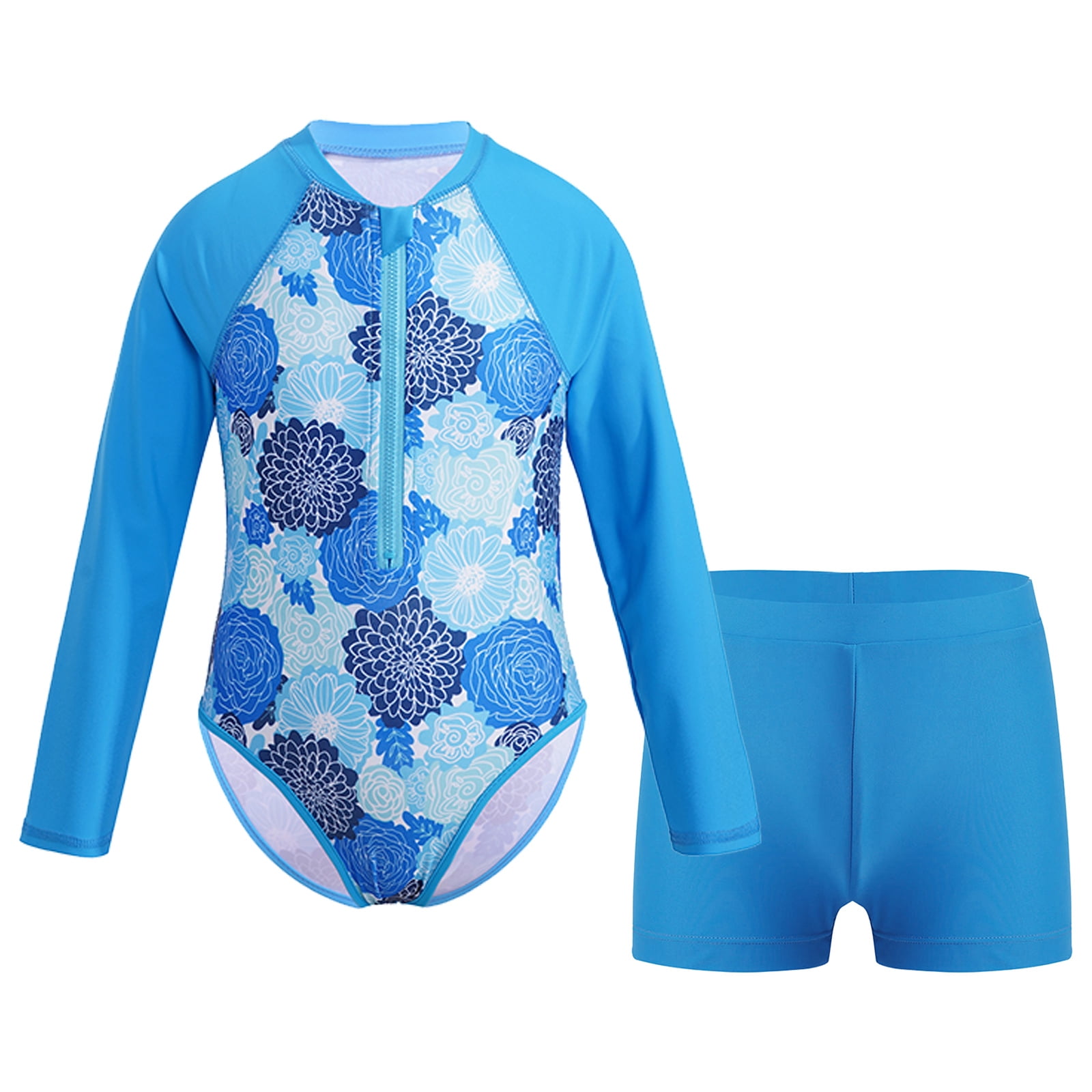 Alvivi Girls Long Sleeve Rash Guard 2 Piece Swimsuit Kids UPF 50+ Sun ...