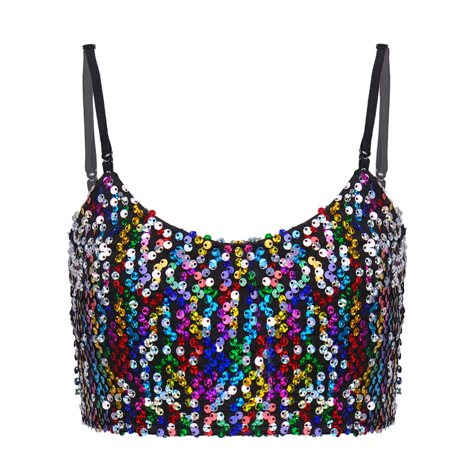 Alvivi Girls Metallic Belly Stage Performance Dance Tank Top Spaghetti ...