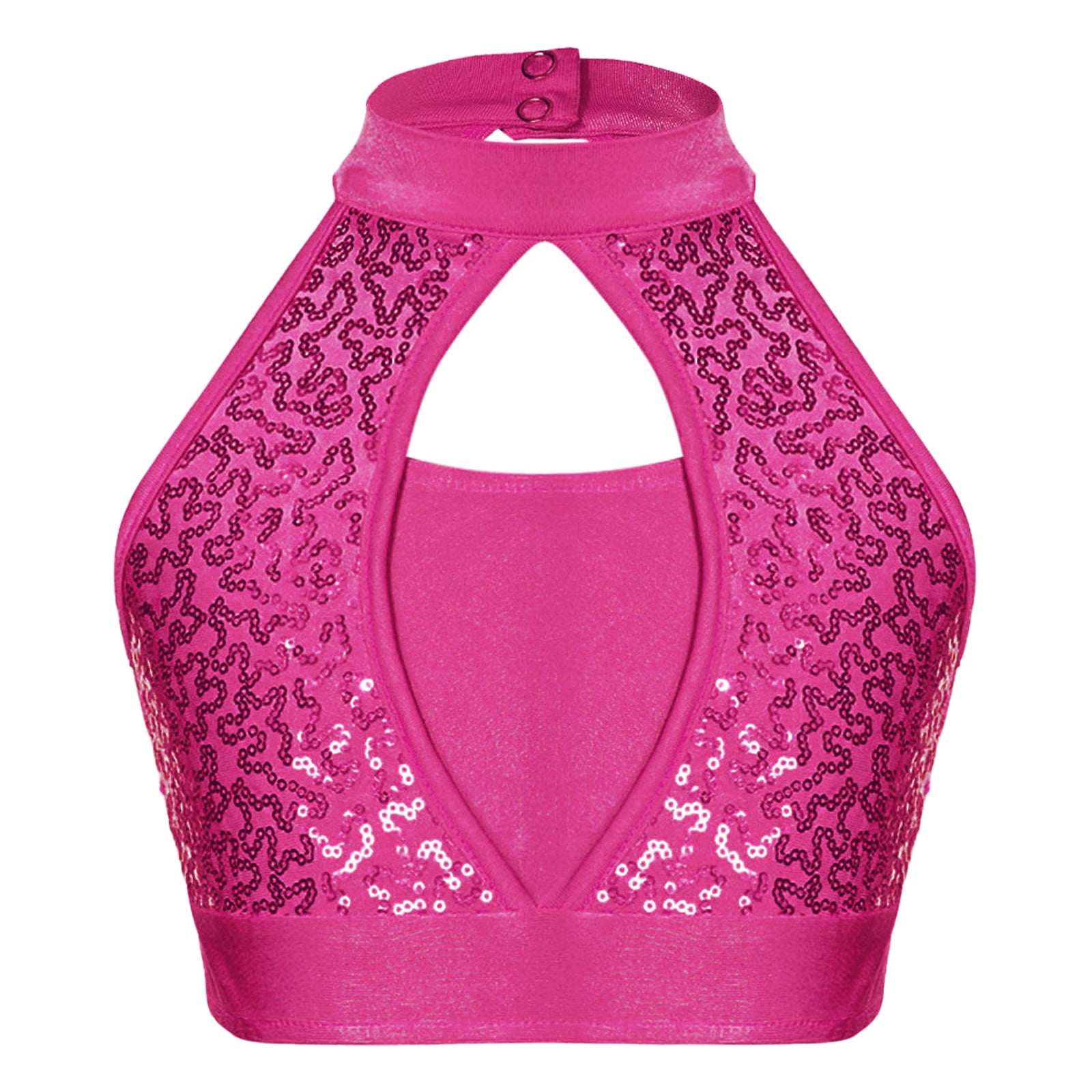 Alvivi Girls Metallic Dance Crop Tops Glittery Athletic Tank Tops Gym ...