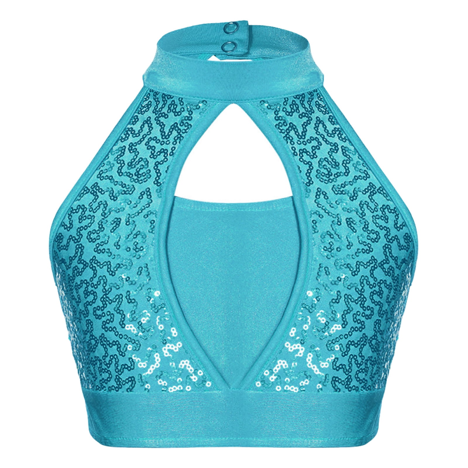 Alvivi Girls Metallic Dance Crop Tops Glittery Athletic Tank Tops Gym ...