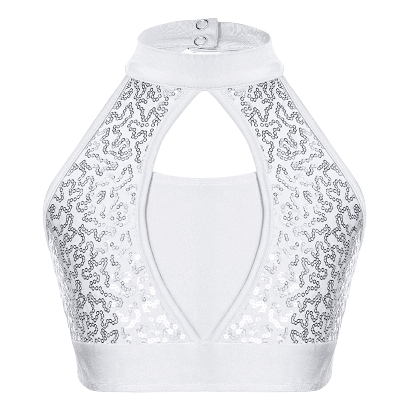 Alvivi Girls Metallic Dance Crop Tops Glittery Athletic Tank Tops Gym ...