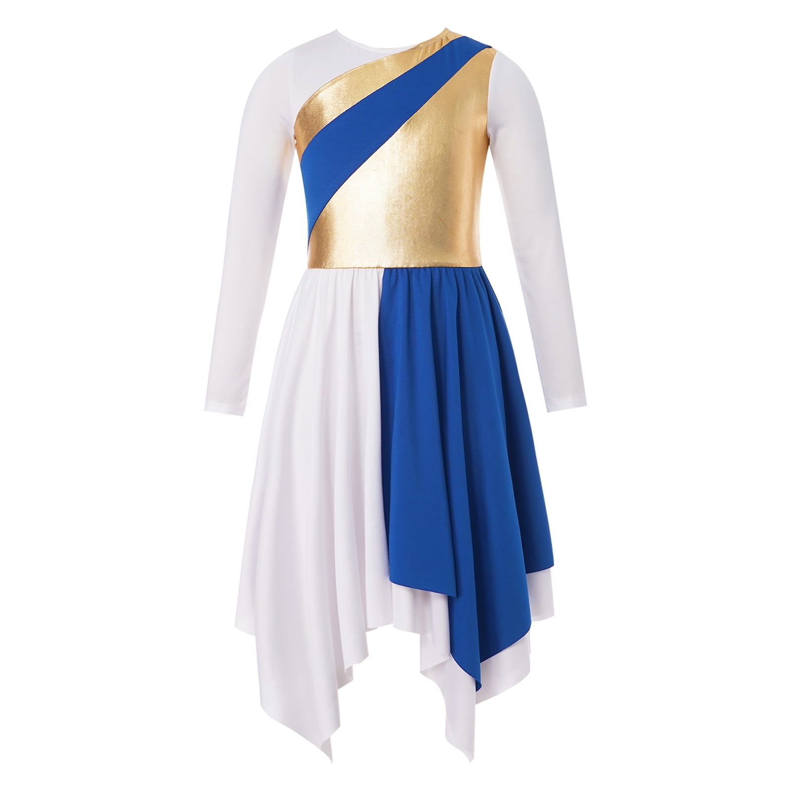 Alvivi Girls Metallic Liturgical Worship Praise Dance Dress Long Sleeve ...