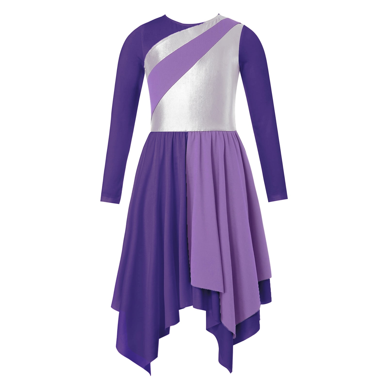 Alvivi Girls Metallic Liturgical Worship Praise Dance Dress Long Sleeve ...
