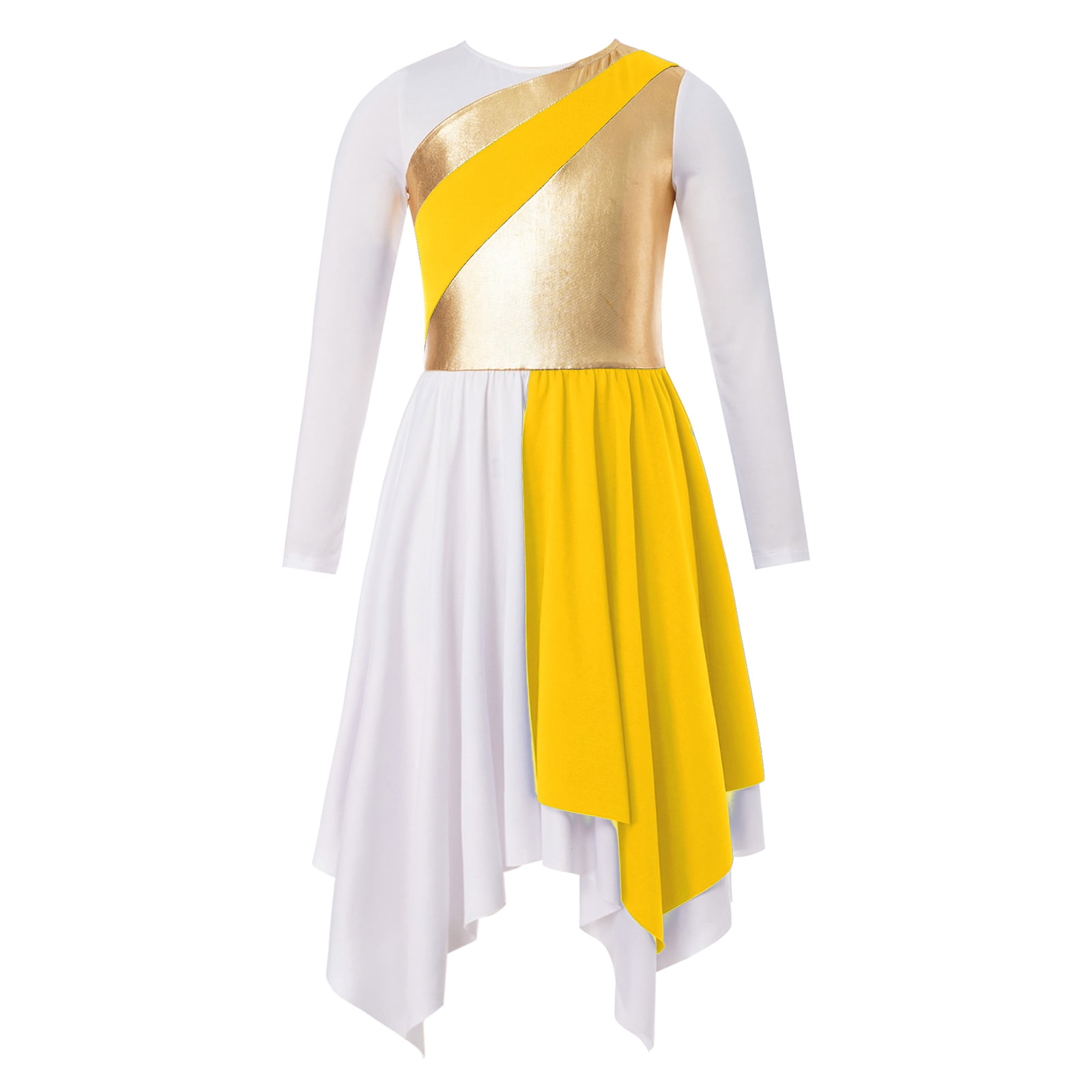 Alvivi Girls Metallic Liturgical Worship Praise Dance Dress Long Sleeve ...