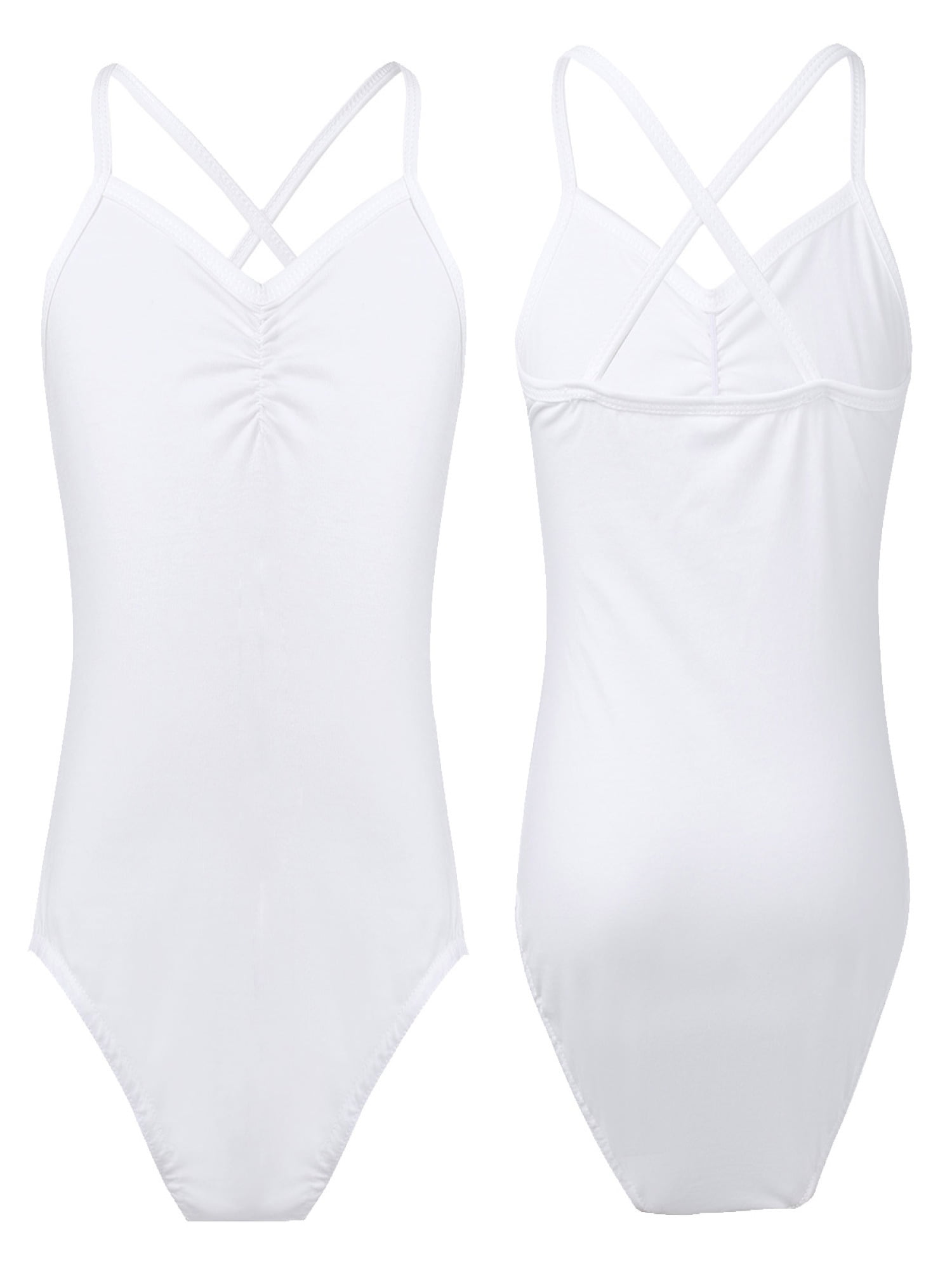 Alvivi Girls One-Piece Ballet Dance Leotard Criss Cross Spaghetti Strap ...