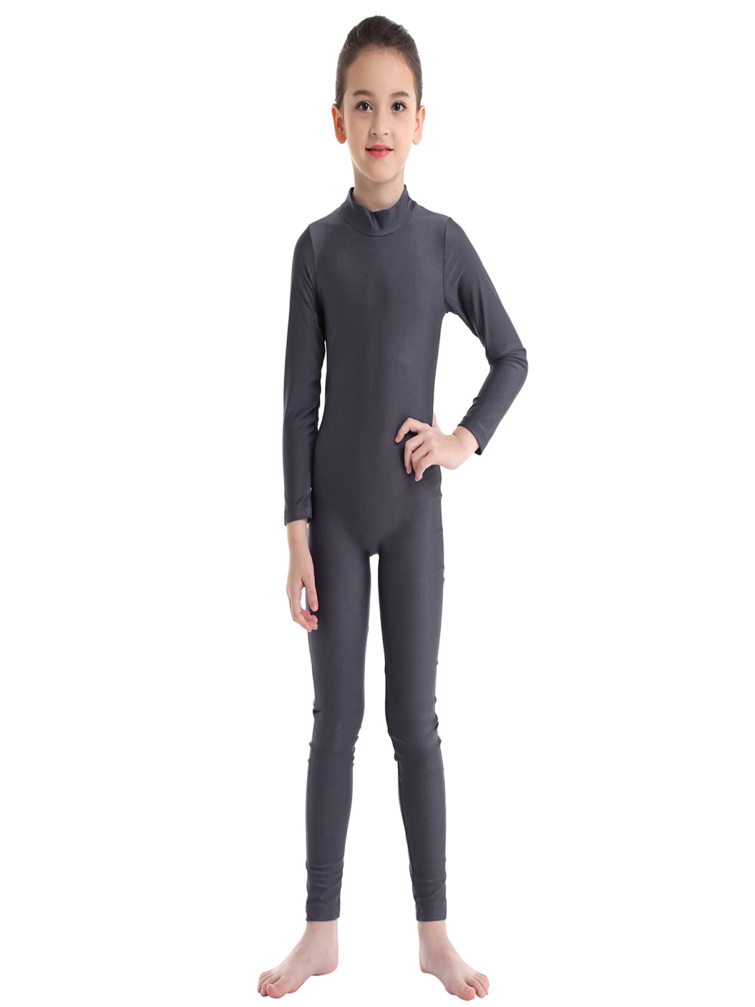 Alvivi Girls One Piece Ballet Dance Leotard Long Sleeves Zippered ...