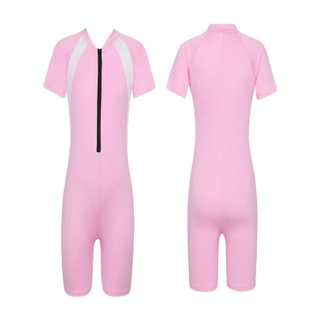 Alvivi Girls One-piece Rash Guard Zippered Shorty Wetsuit Swimsuit ...
