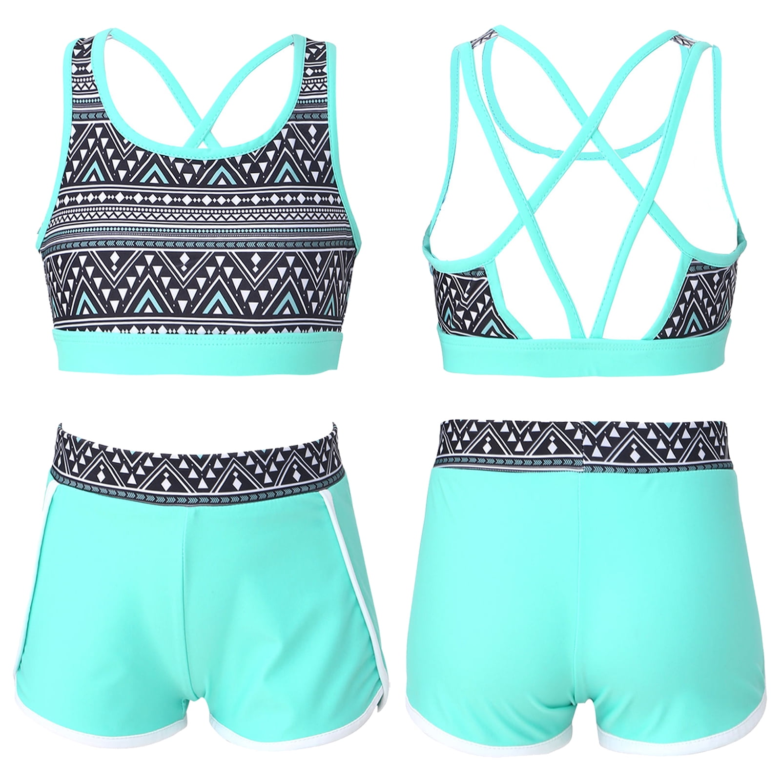 Alvivi Girls Rashguard Swimwear Crisis Cross Tank Top with Shorts 2 ...