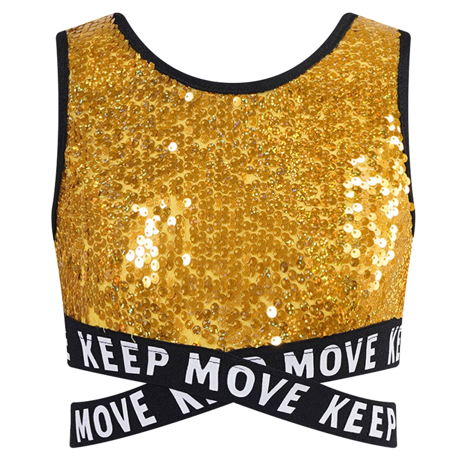 Alvivi Girls Sequins Hip Hop Jazz Dance Crop Tops Kids Sleeveless Tank ...