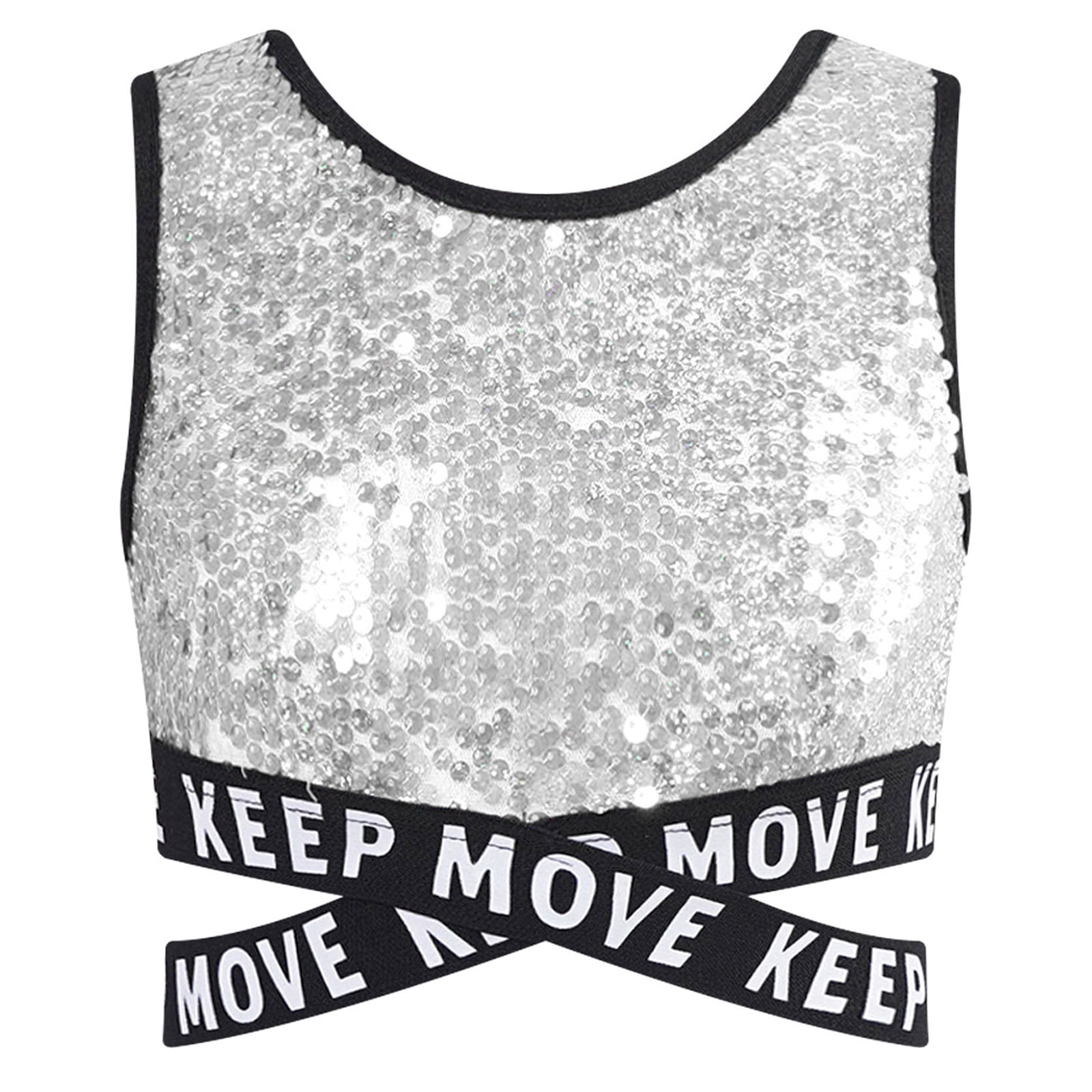 Alvivi Girls Sequins Hip Hop Jazz Dance Crop Tops Kids Sleeveless Tank ...