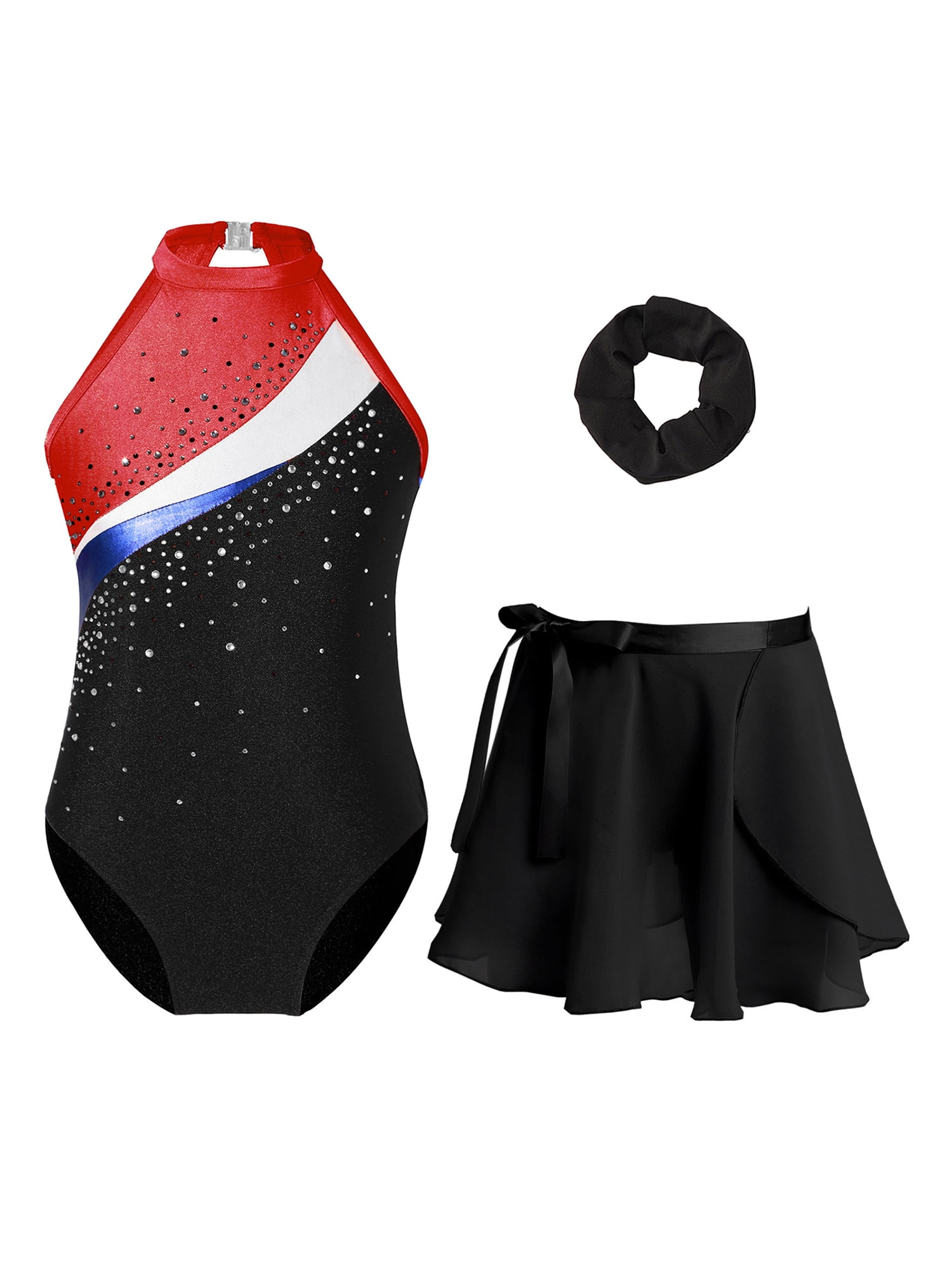 Alvivi Girls Sleeveless Gymnastic Leotards with Skirt Matching Hair ...