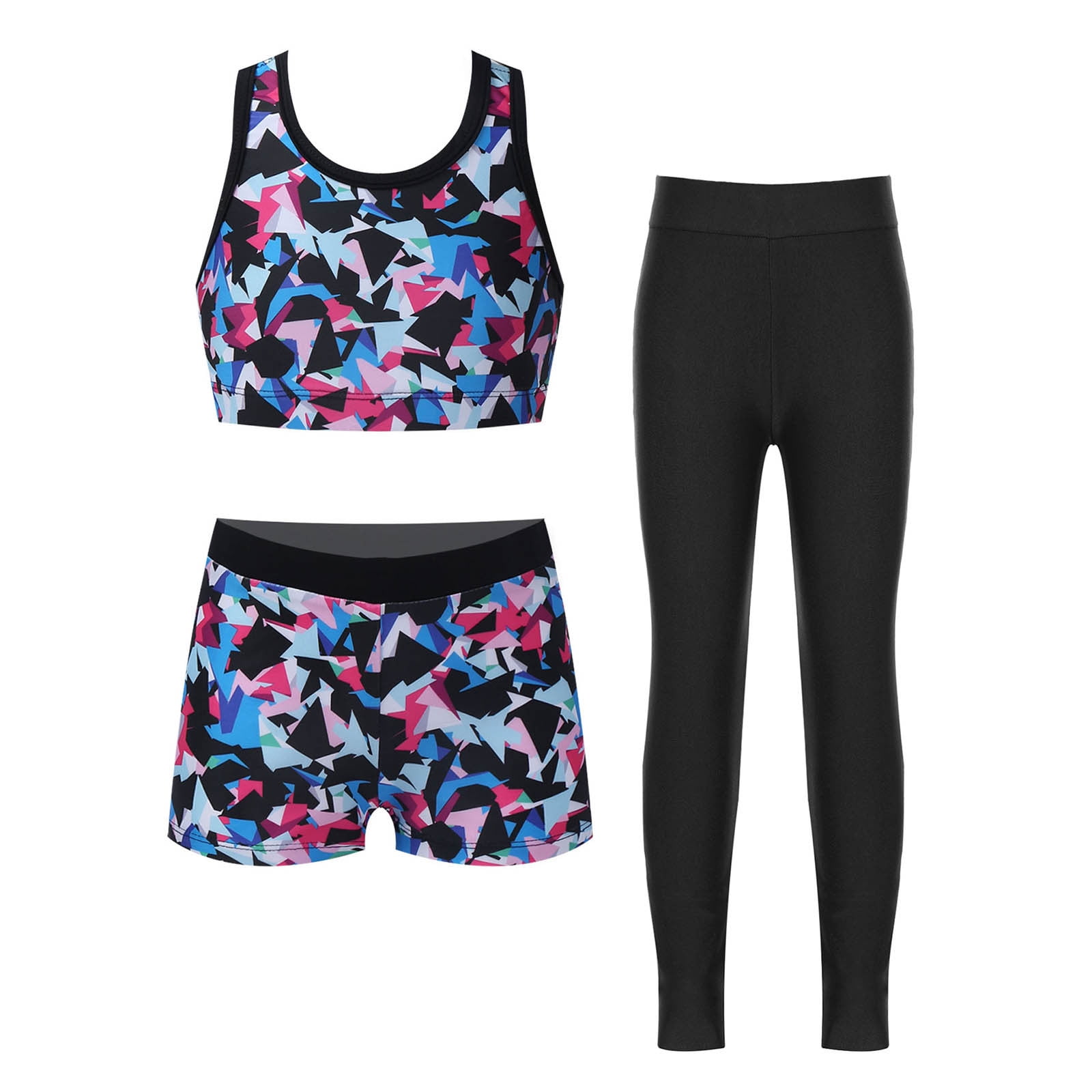 Alvivi Girls Swimming Costume Sports Swimsuit Kids Tankini Set with ...