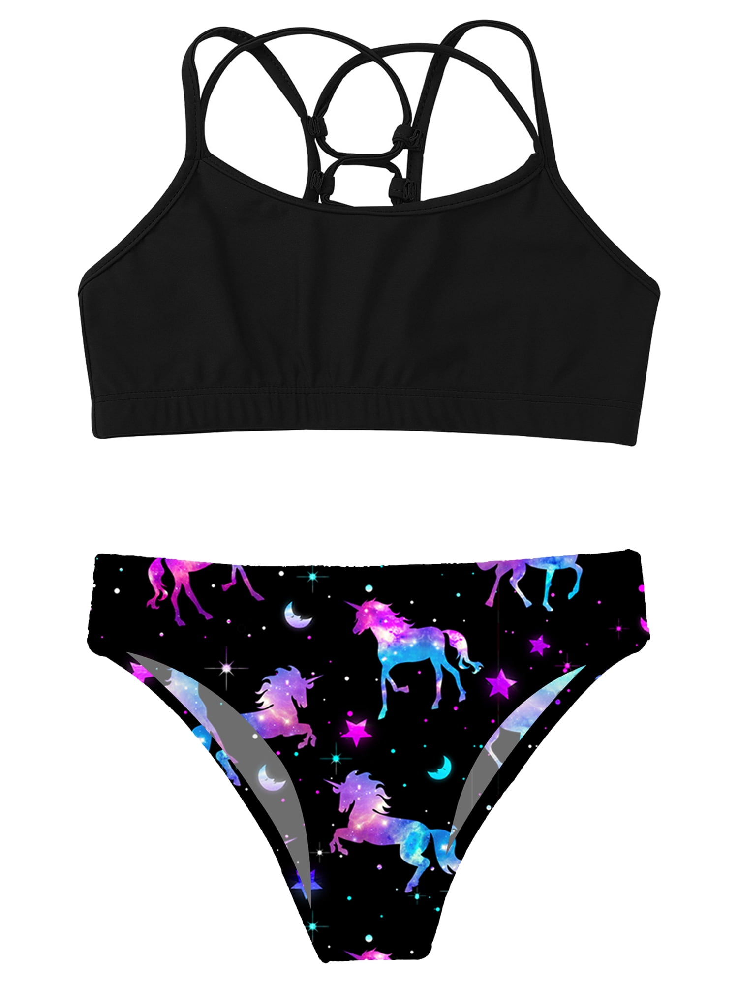 Alvivi Girls Swimsuits Bikini Set Two Piece Swimwear Criss Cross ...