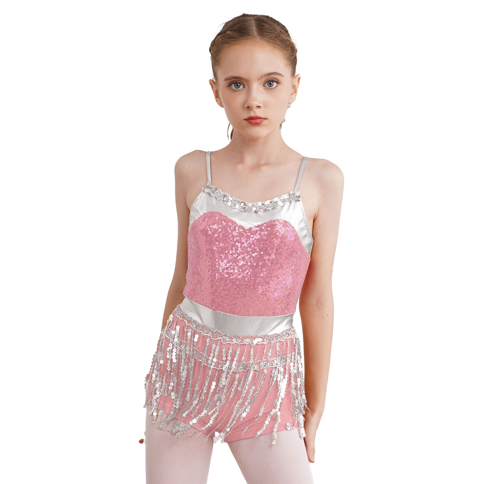 Alvivi Girls Tango Ballroom Dancing Costume Sequin Latin Rumba Dance ...