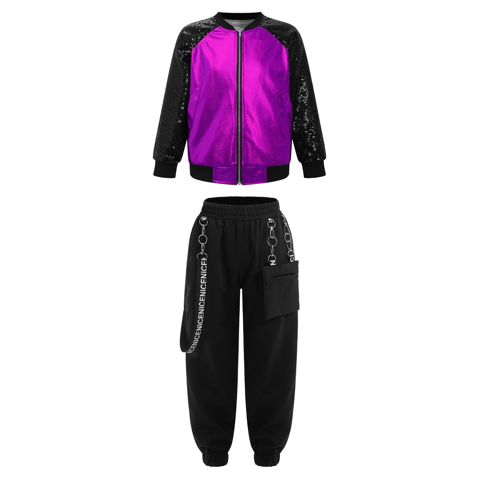 Alvivi Girls Tracksuit Street Jazz Dance Outfits Hip Hop Jacket with ...