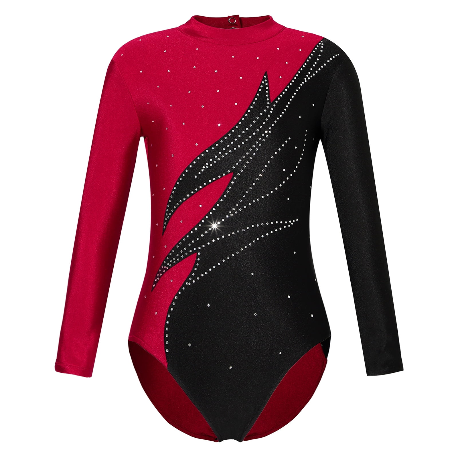 Alvivi Gymnastics Leotard for Girls Sequined Diamond Long Sleeve ...